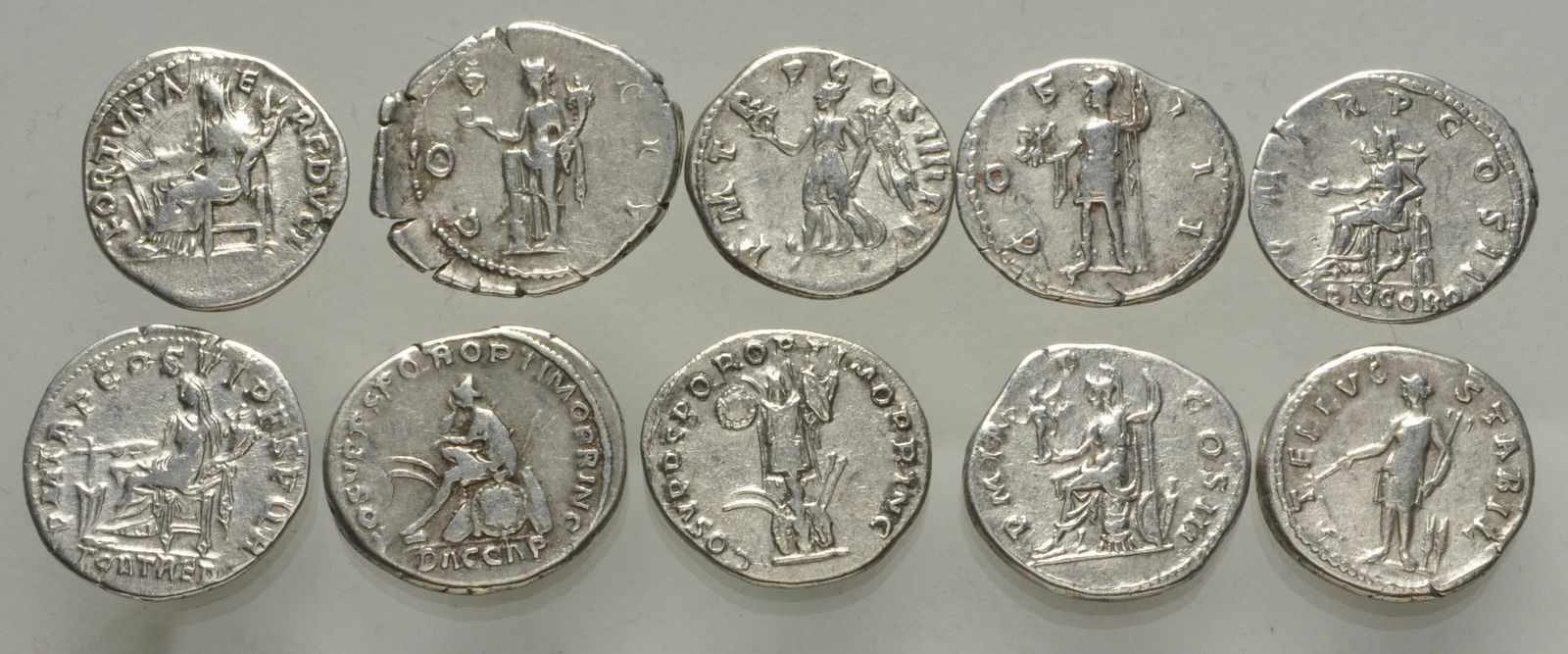 ROMAN. Imperial. Lot of ten (10) AR Denarii of Trajan and Hadrian ...