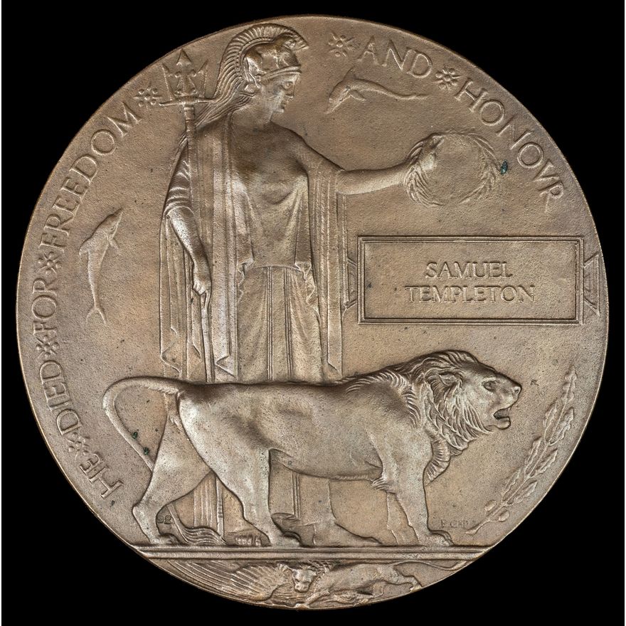The Great War Bronze Memorial Plaque awarded in memory of Private ...