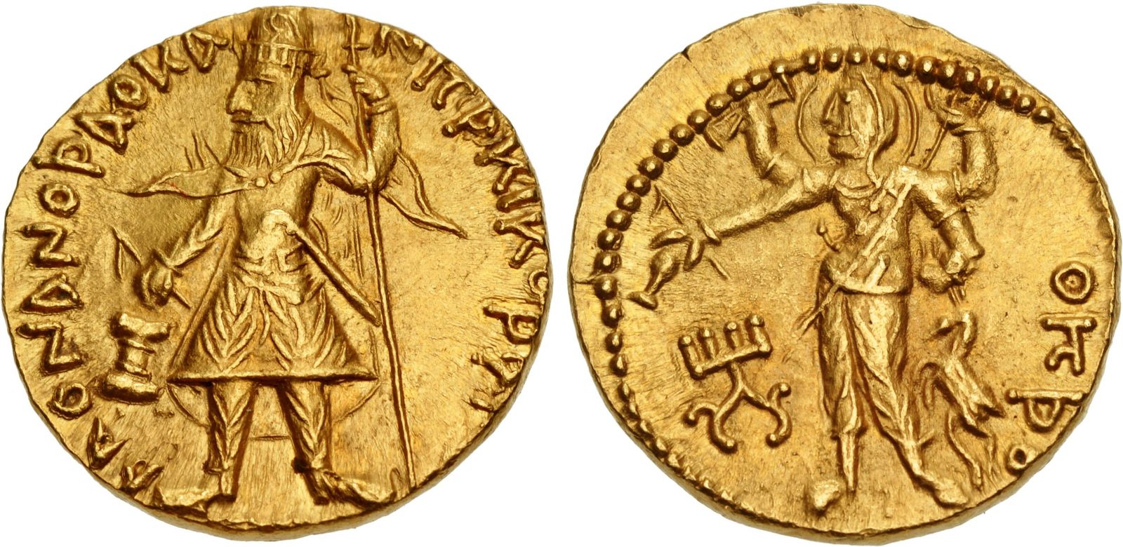 INDIA, Kushan Empire. Kanishka I. Circa AD 127-151. AV Dinar (20mm, 7. ...