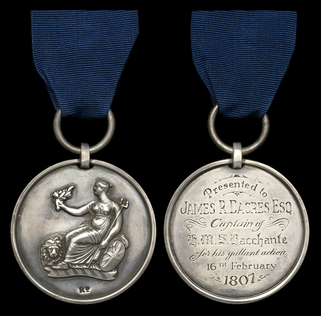 The Silver Medal awarded to Vice-Admiral J. R. Dacres, who commanded ...