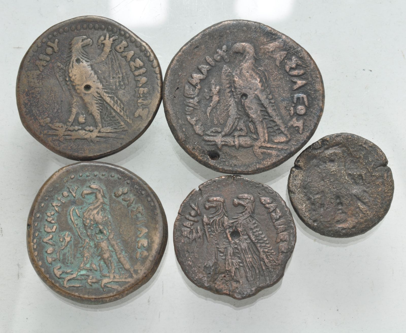 GREEK. Egypt & North Africa. Lot of five (5) Ptolemaic bronze issues ...