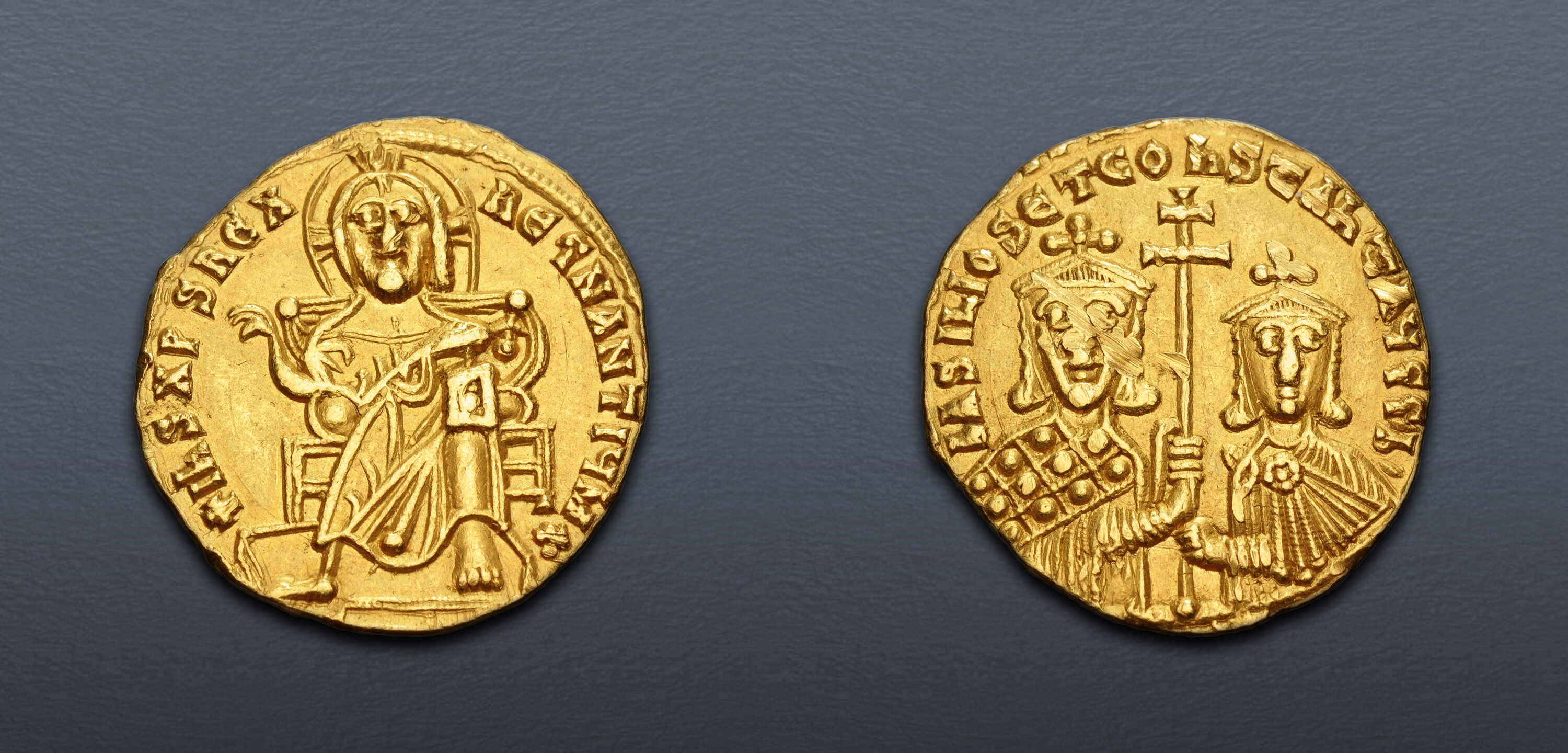 Basil I the Macedonian, with Constantine. 867-886. AV Solidus (19.5mm ...
