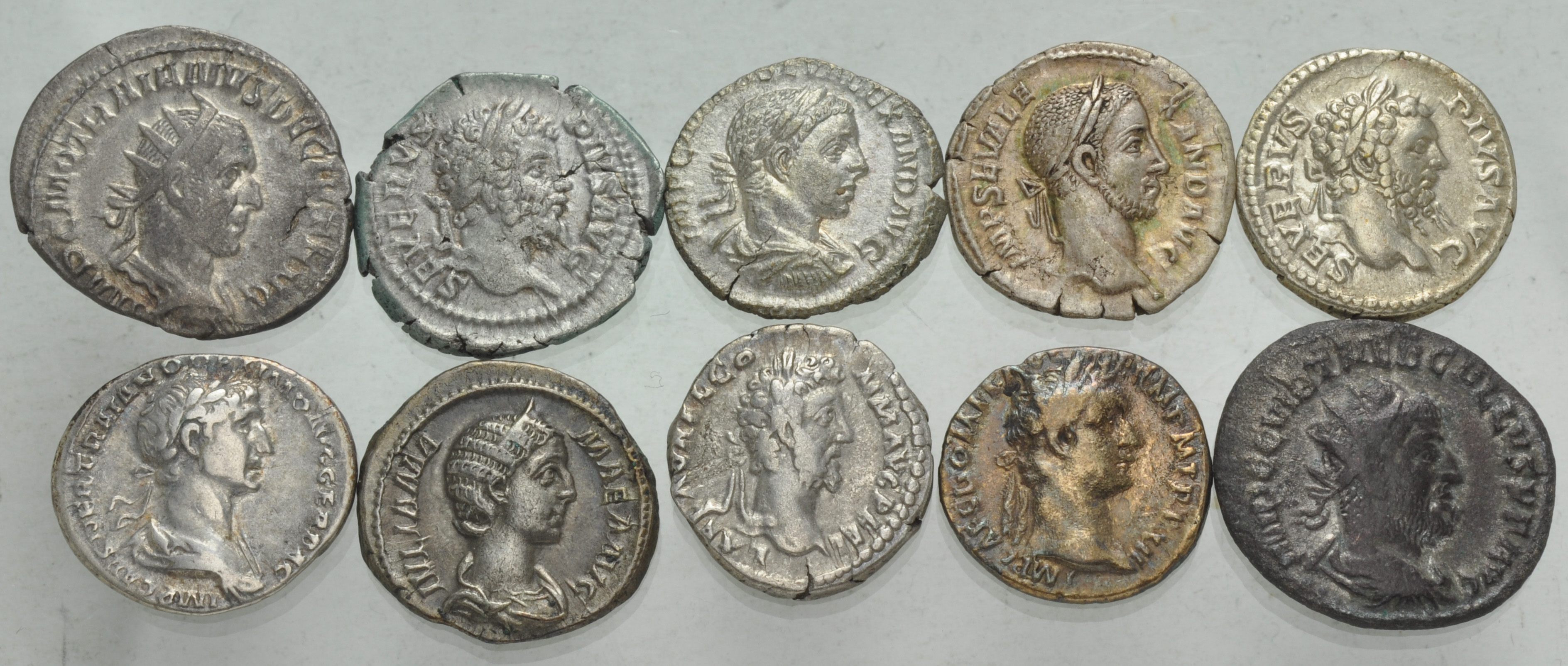 ROMAN. Imperial. Lot of ten (10) AR Denarii and AR Antoniniani ...