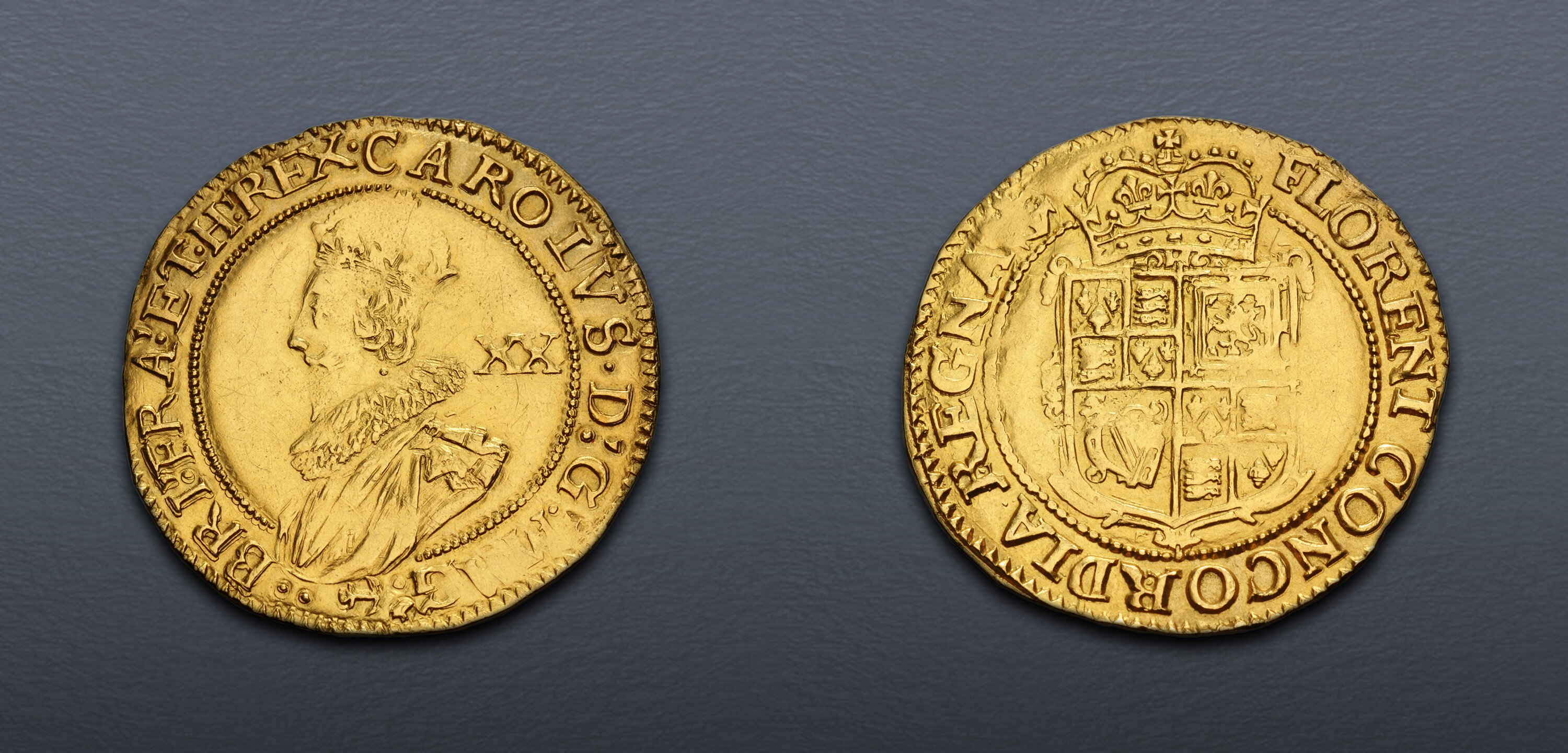 STUART. Charles I. 1625-1649. AV Unite (34mm, 8.73 g, 9h). Group B, class Ib. Tower (London ...