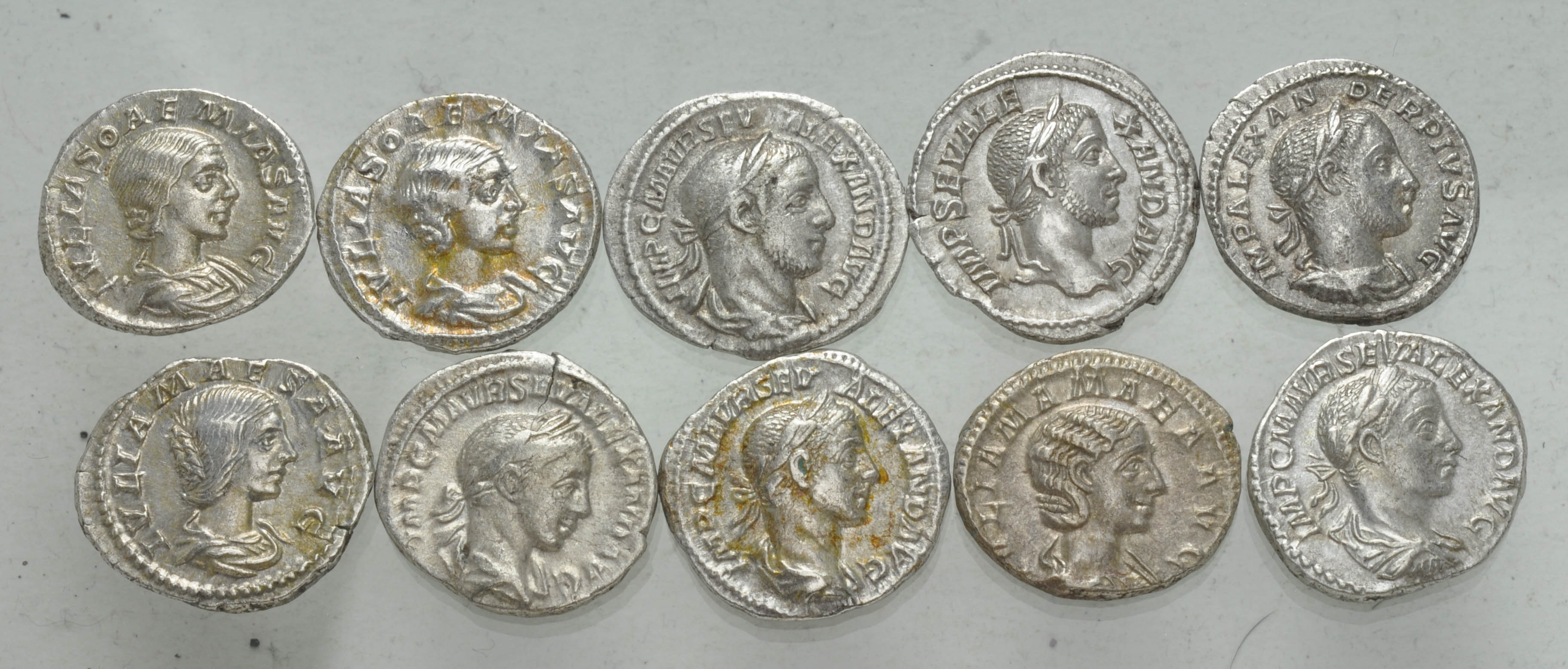ROMAN. Imperial. Lot of ten (10) AR Denarii of Severus Alexander and ...