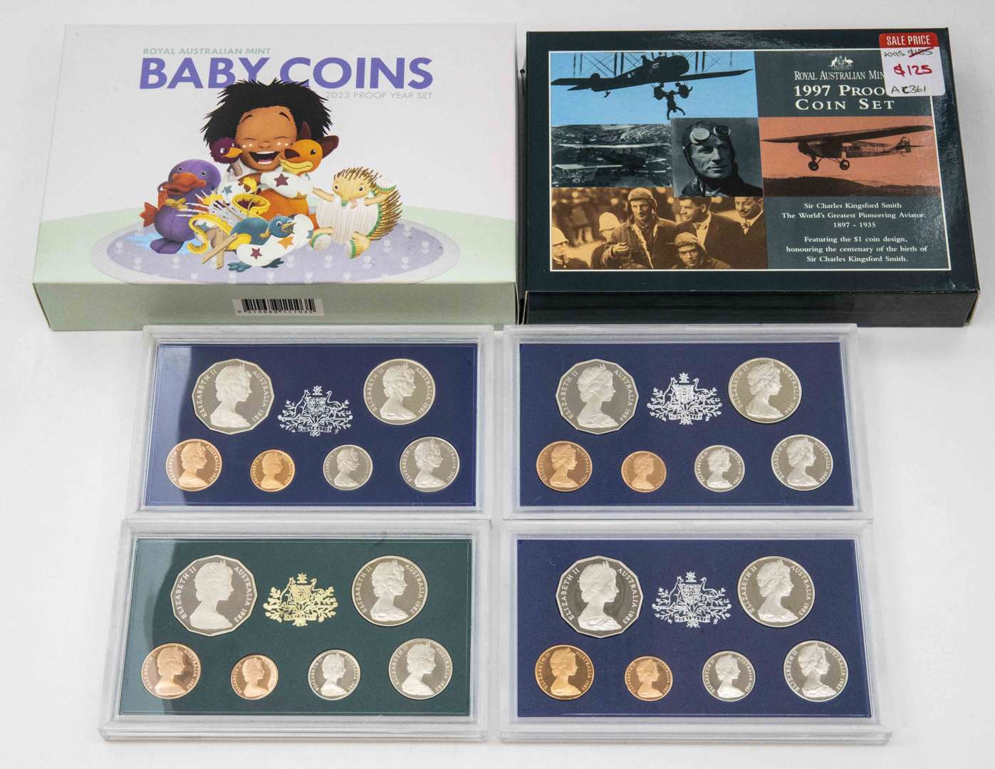 Proof Sets 1981, 1982, 1983, 1984 (no foams), 1997 with removable tag ...