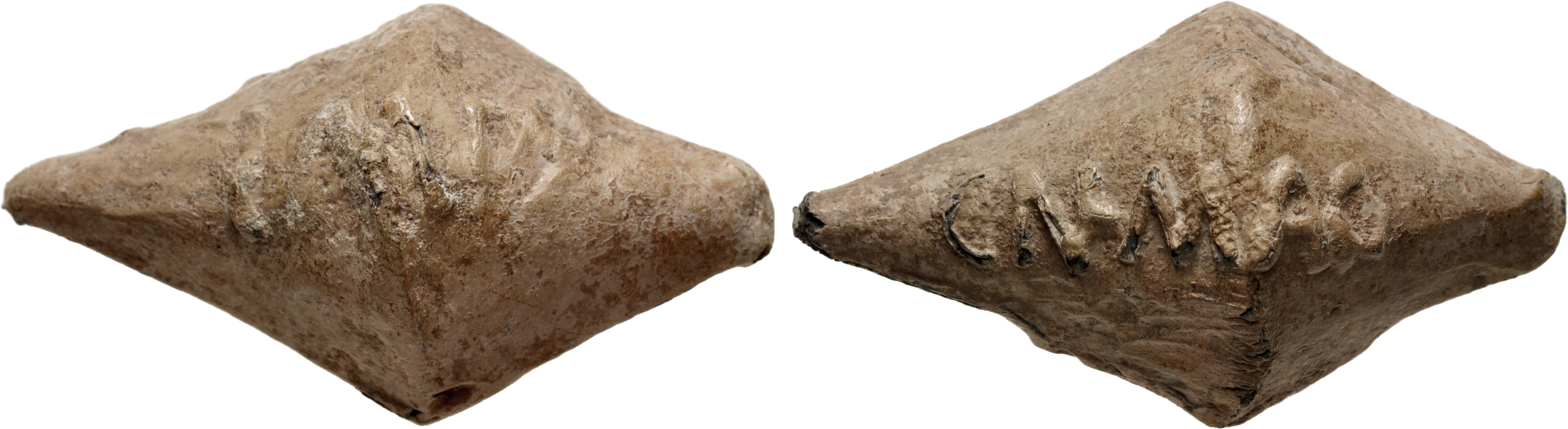 Lead sling bullet with the name of Gnaeus Pompeius Jr. (son of Pompey ...