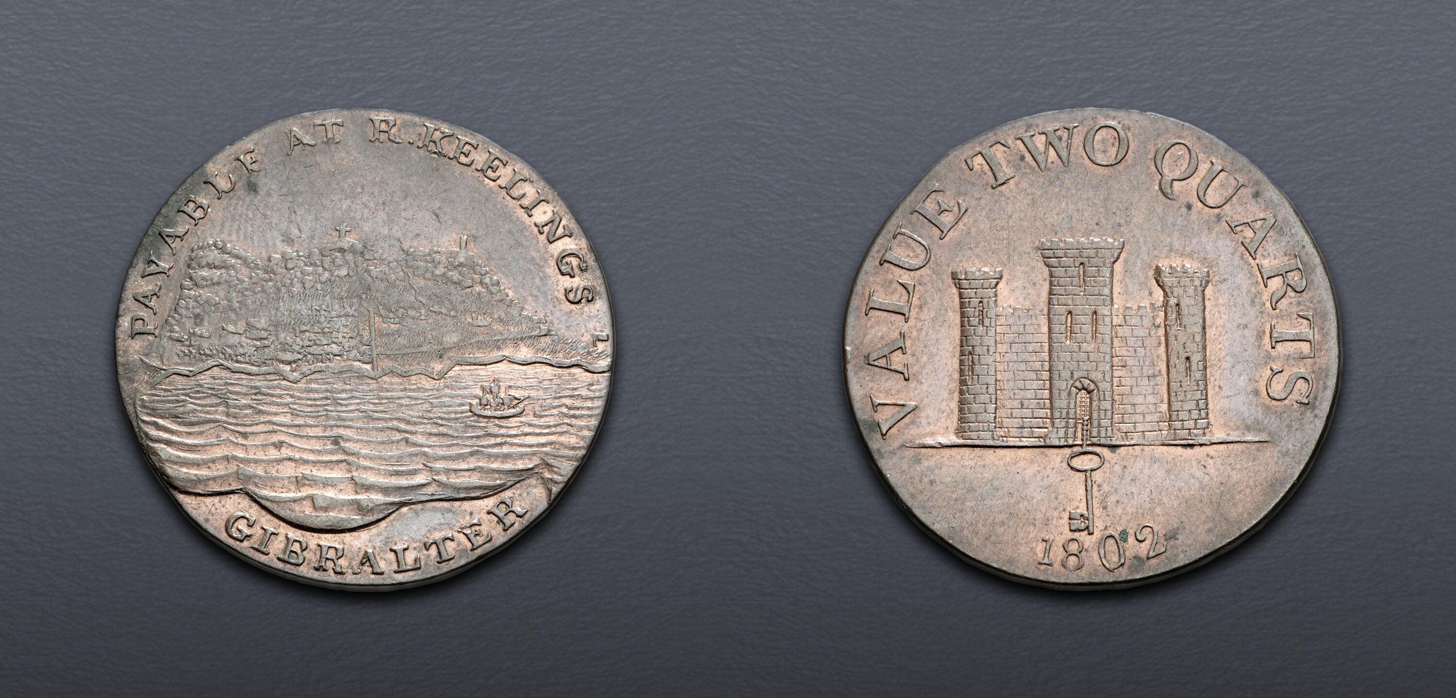 GIBRALTAR. temp. George III. King of Great Britain, 1760-1820. CU 2 ...