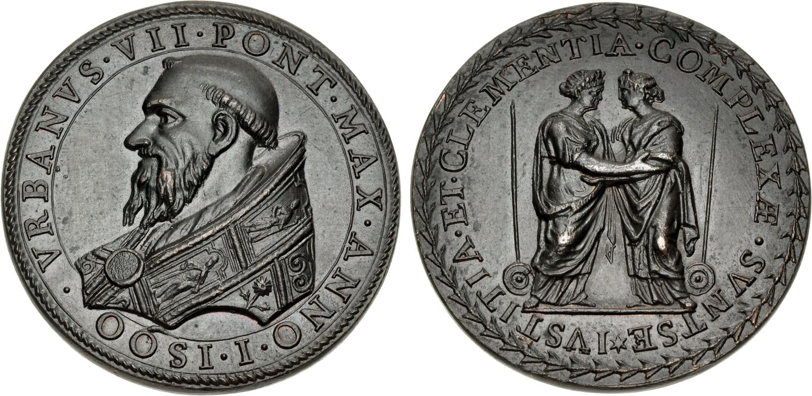 ITALY, Papal (Papal state). Urban VII. 1590. Æ Medal (32mm, 19.53 g ...