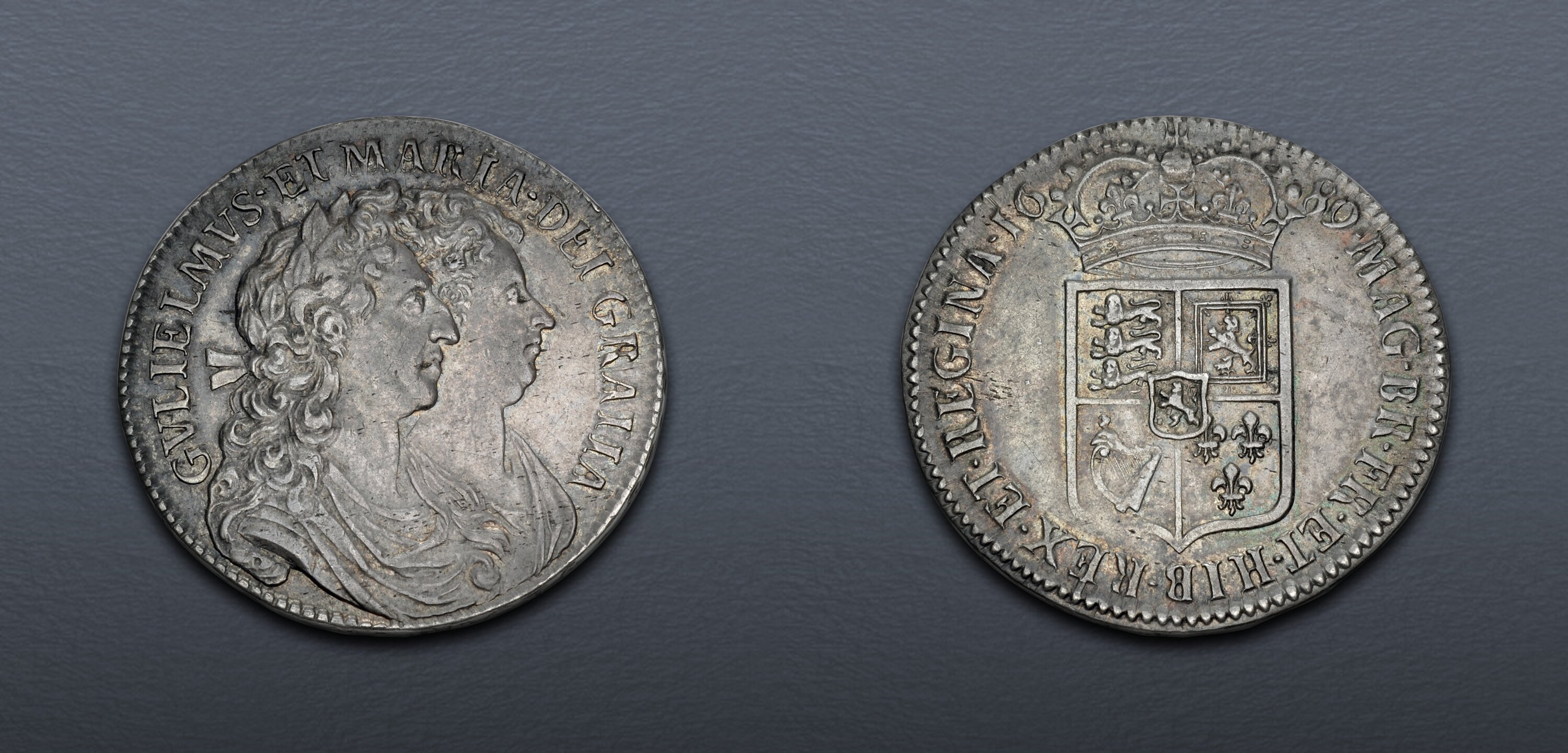 STUART (ORANGE). William III & Mary. 1688-1694. AR Halfcrown. Dated ...