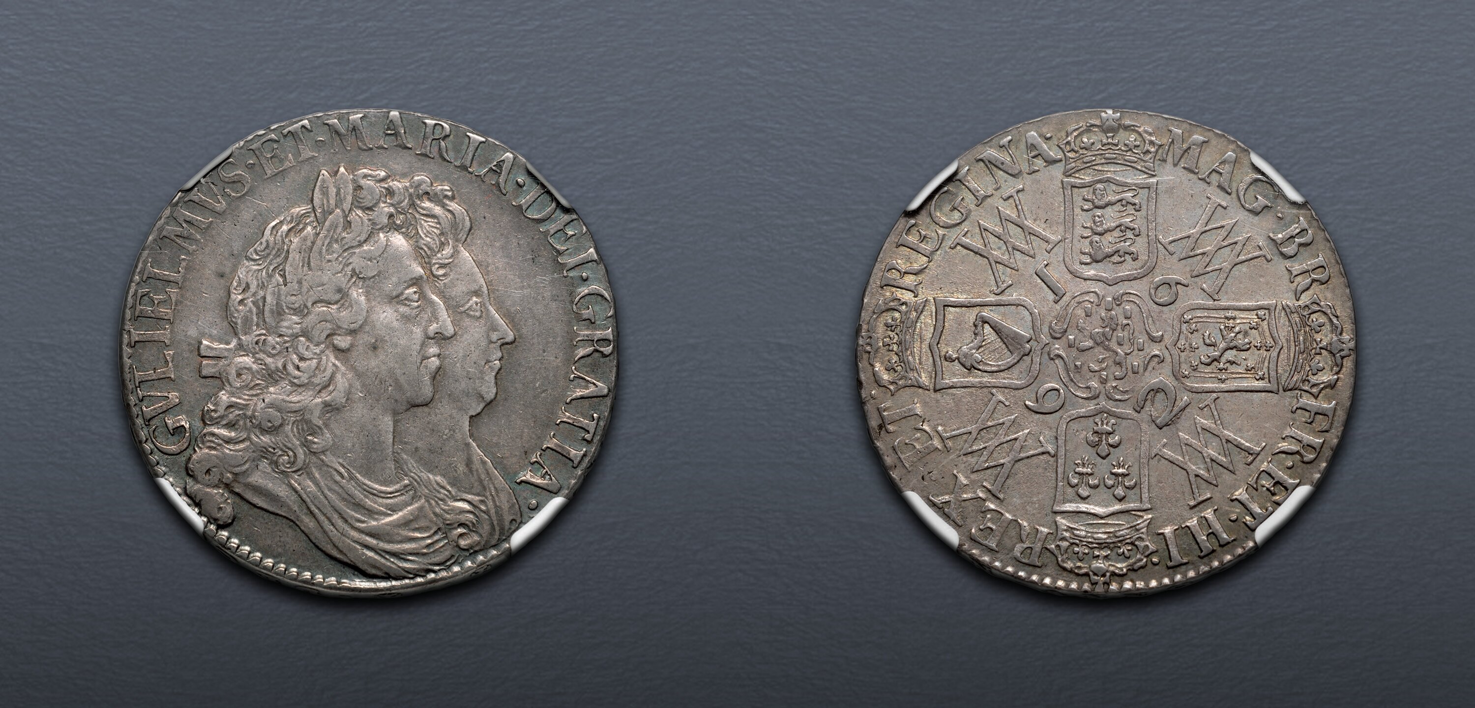 STUART (ORANGE). William III & Mary. 1688-1694. AR Crown. Dated 1692 ...