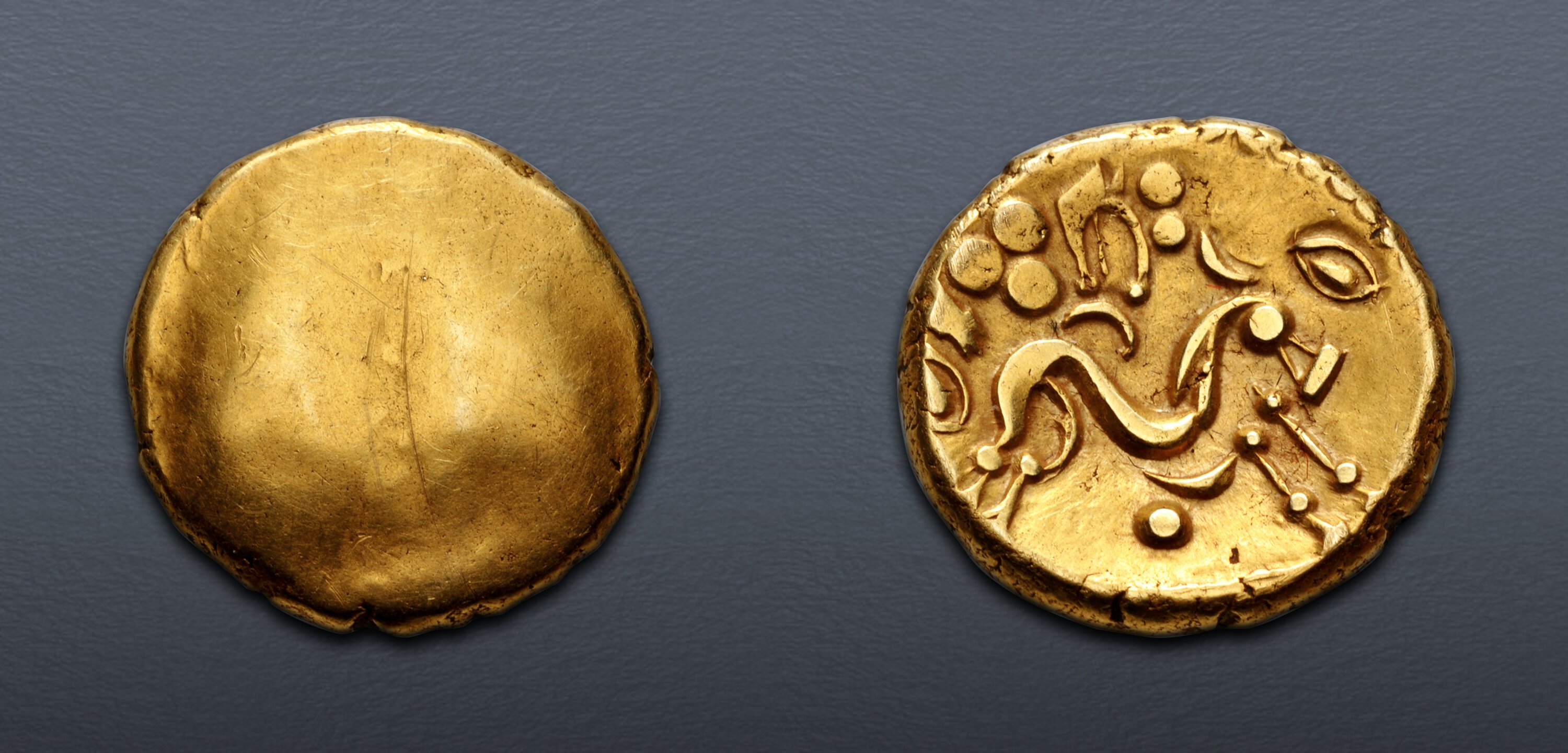 CELTIC, Imported coinage. Ambiani. Circa 100-50 BC. AV Stater (16mm, 6. ...