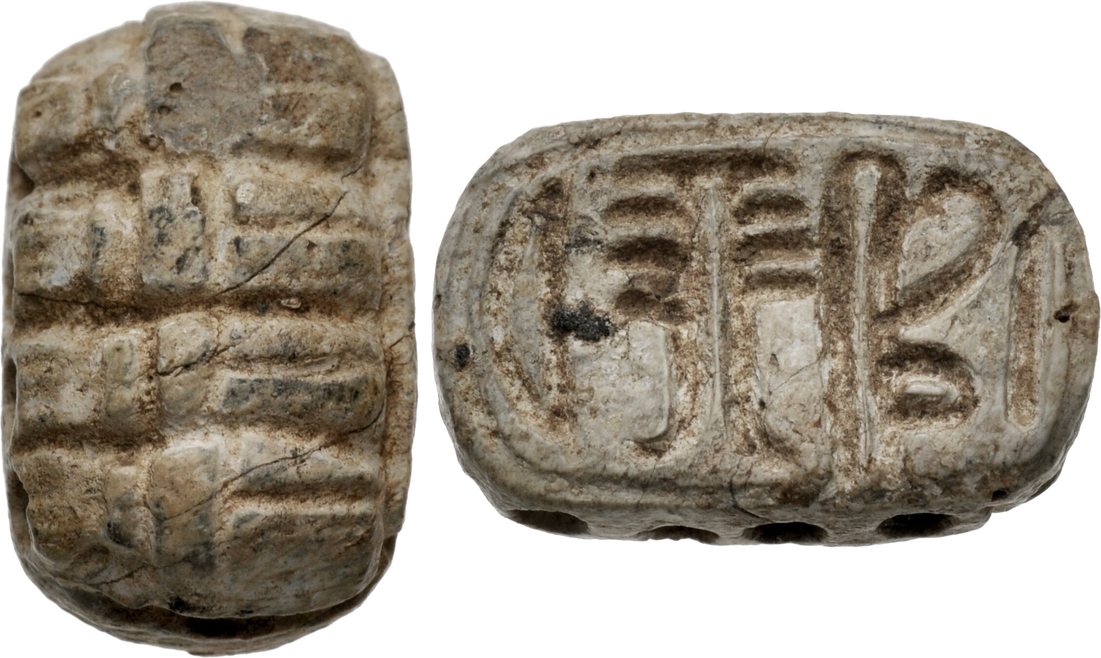 Steatite scarab with hieroglyphs. Lower Egypt. New Kingdoms Period ...