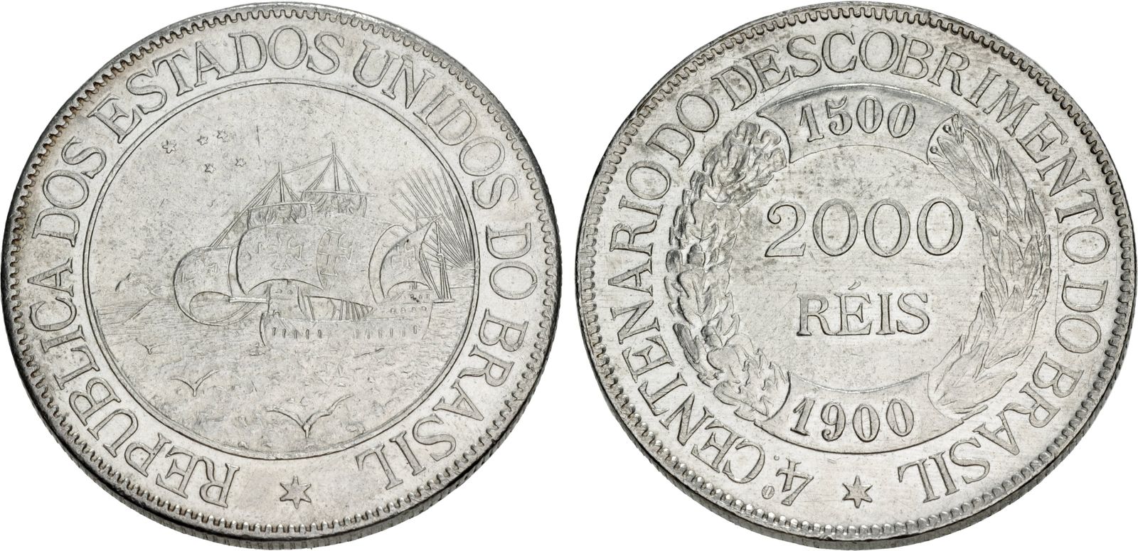 BRAZIL, Republic. 1889-1930. AR 2000 Réis (37mm, 25.56 g, 6h ...