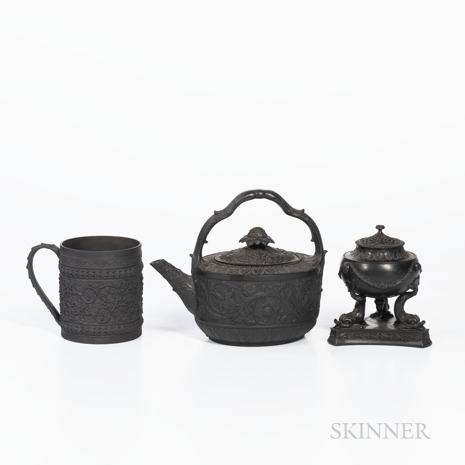 Three Wedgwood Black Basalt Items | Barnebys