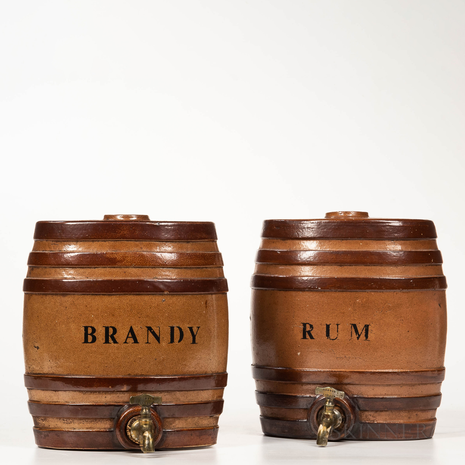"Rum" and "Brandy" Stoneware Kegs | Barnebys