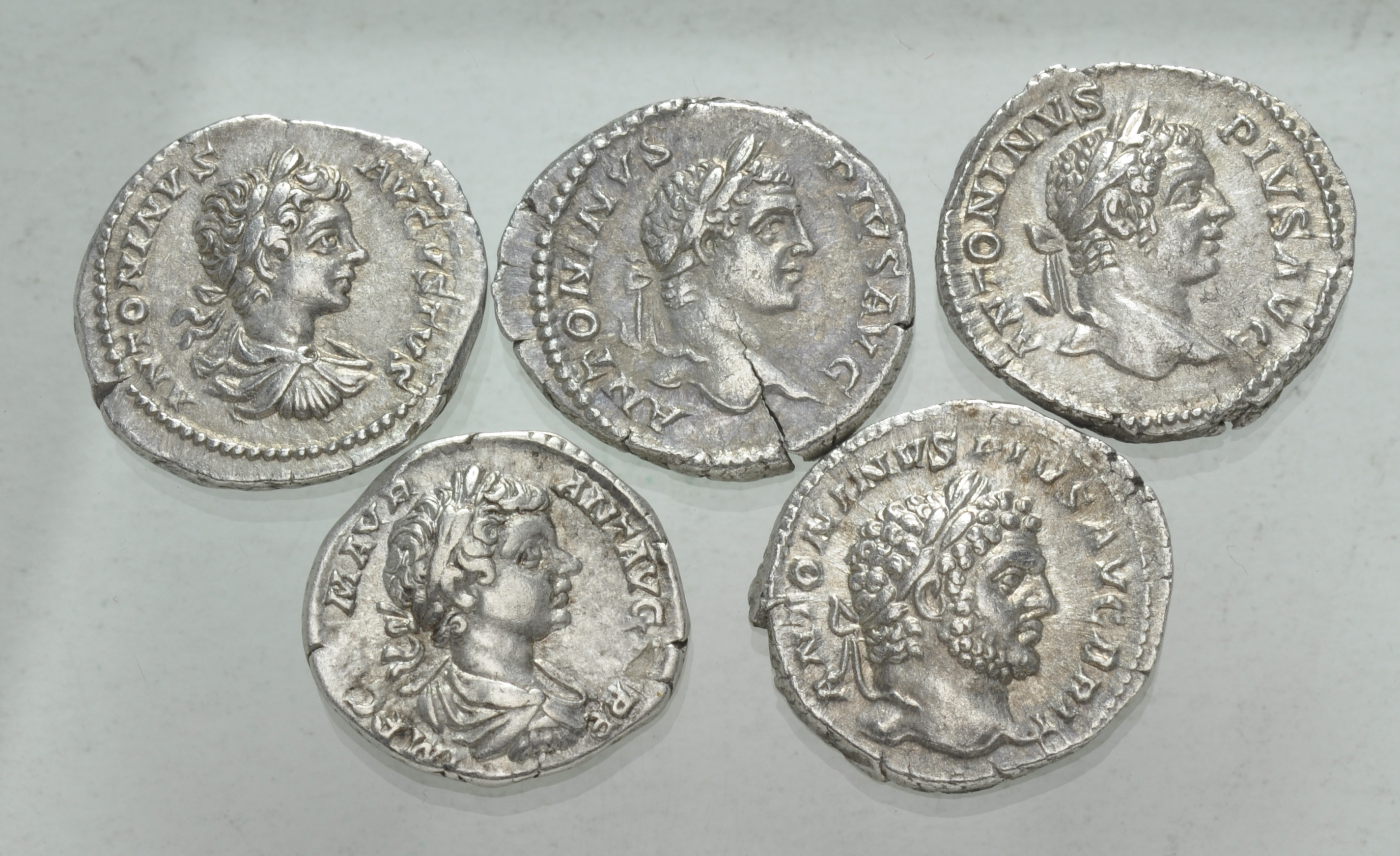 ROMAN. Imperial. Lot of five (5) AR Denarii of Caracalla. | Classical ...