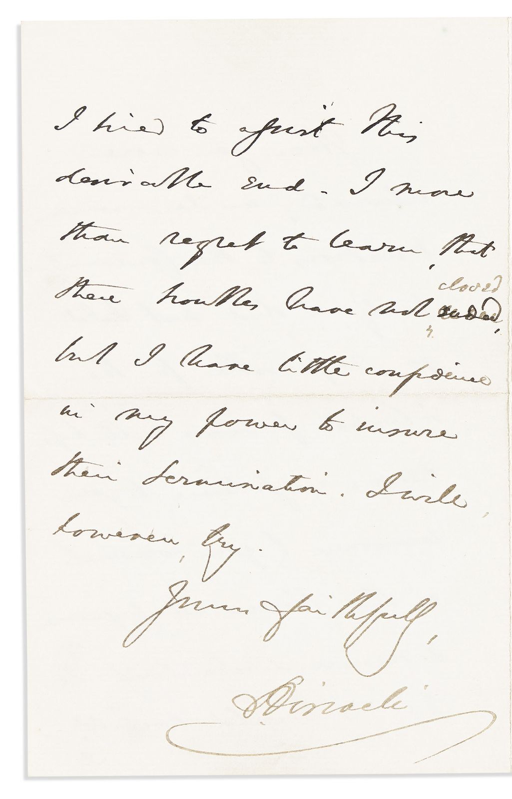 (PRIME MINISTERS--UK.) DISRAELI, BENJAMIN. Group of 5 Autograph Letters ...
