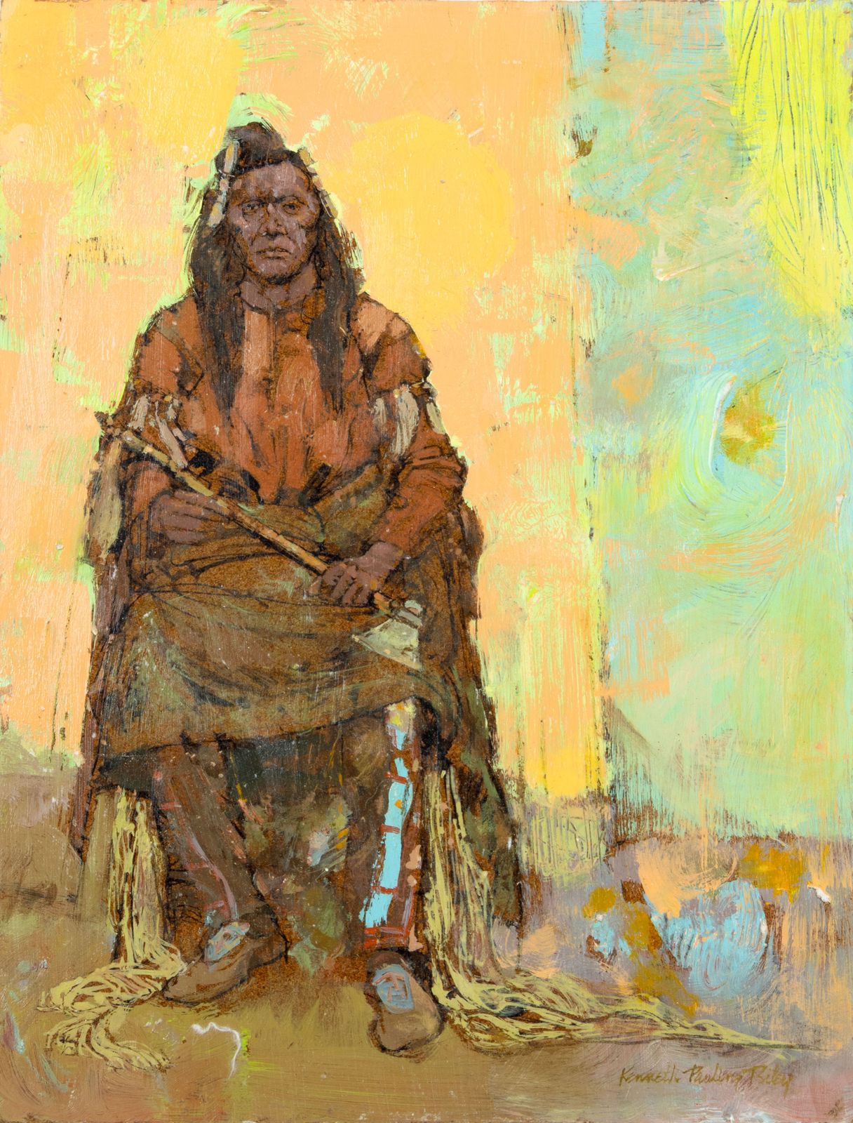 Kenneth Riley (1919-2015), Seated Warrior | Jackson Hole Art Auction LLC