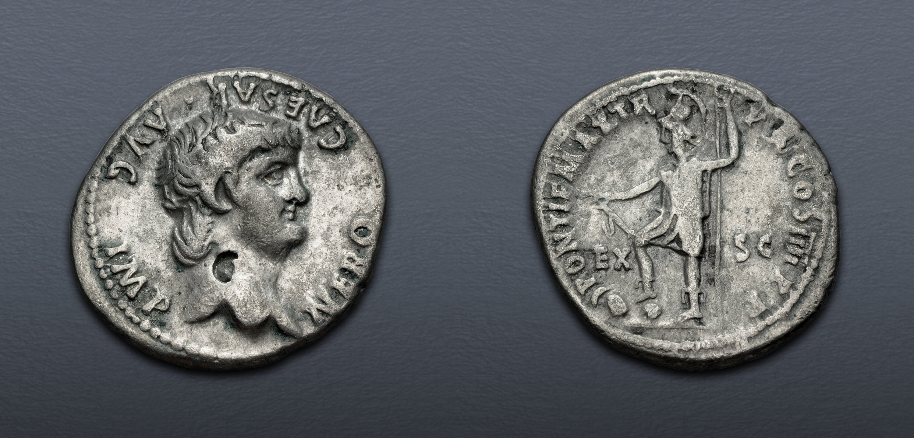 Nero. AD 54-68. AR Denarius (19mm, 3.51 g, 6h). Rome mint. Struck AD 60 ...