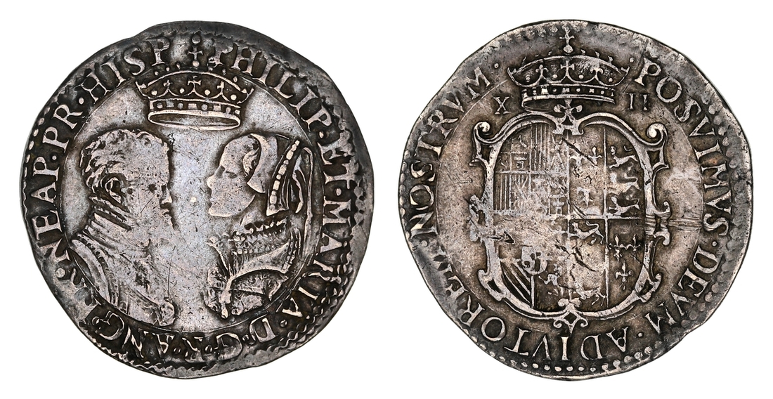 Mary and Philip (1554-1558), Shilling, Undated [1554], Tower, PHILIP ...