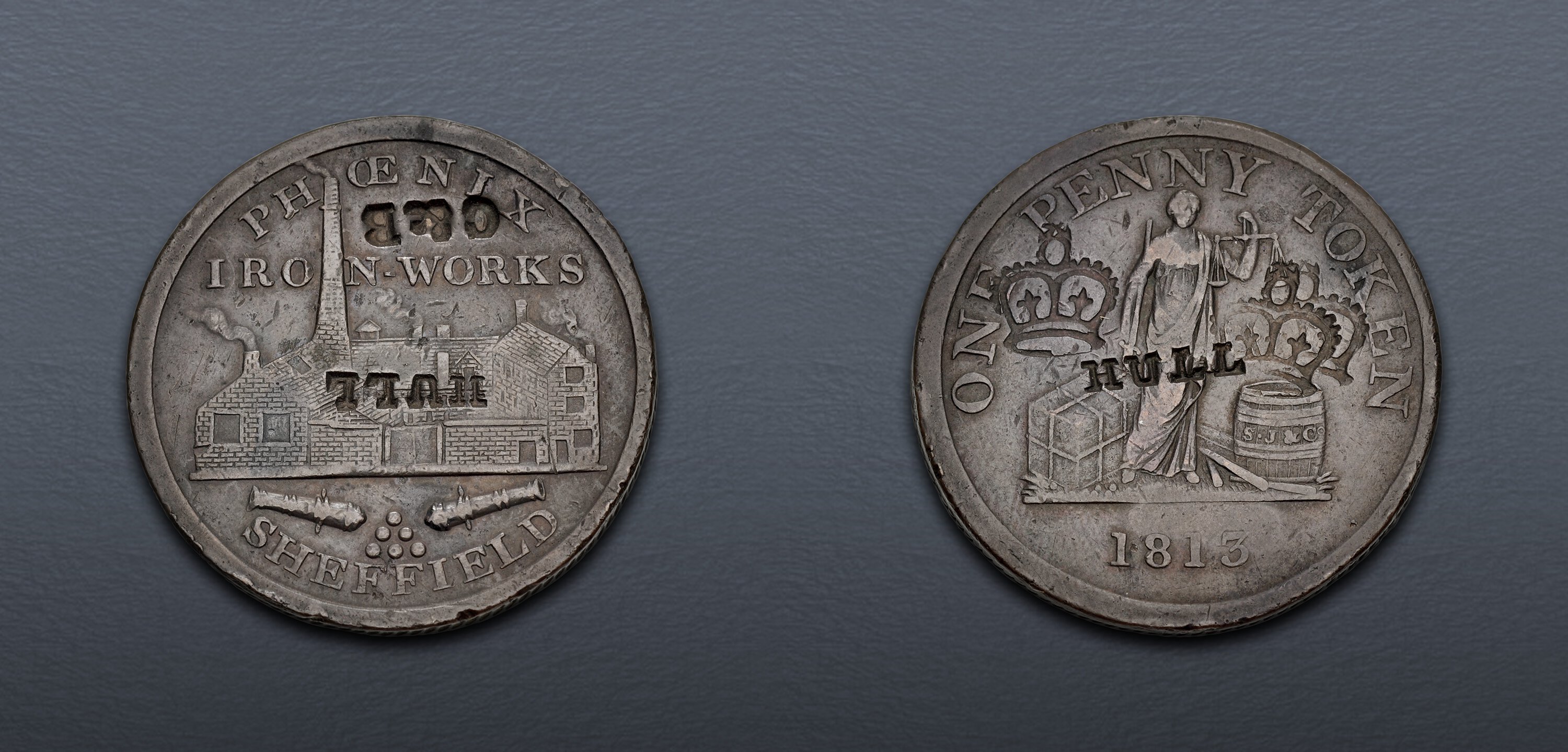 19th CENTURY, Yorkshire. Sheffield. Phoenix Iron Works. CU Penny Token ...