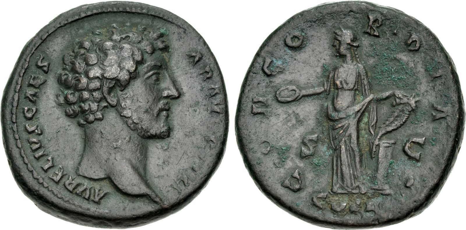 Marcus Aurelius. As Caesar, AD 139-161. Æ Æ As (26mm, 12.02 g, 11h ...