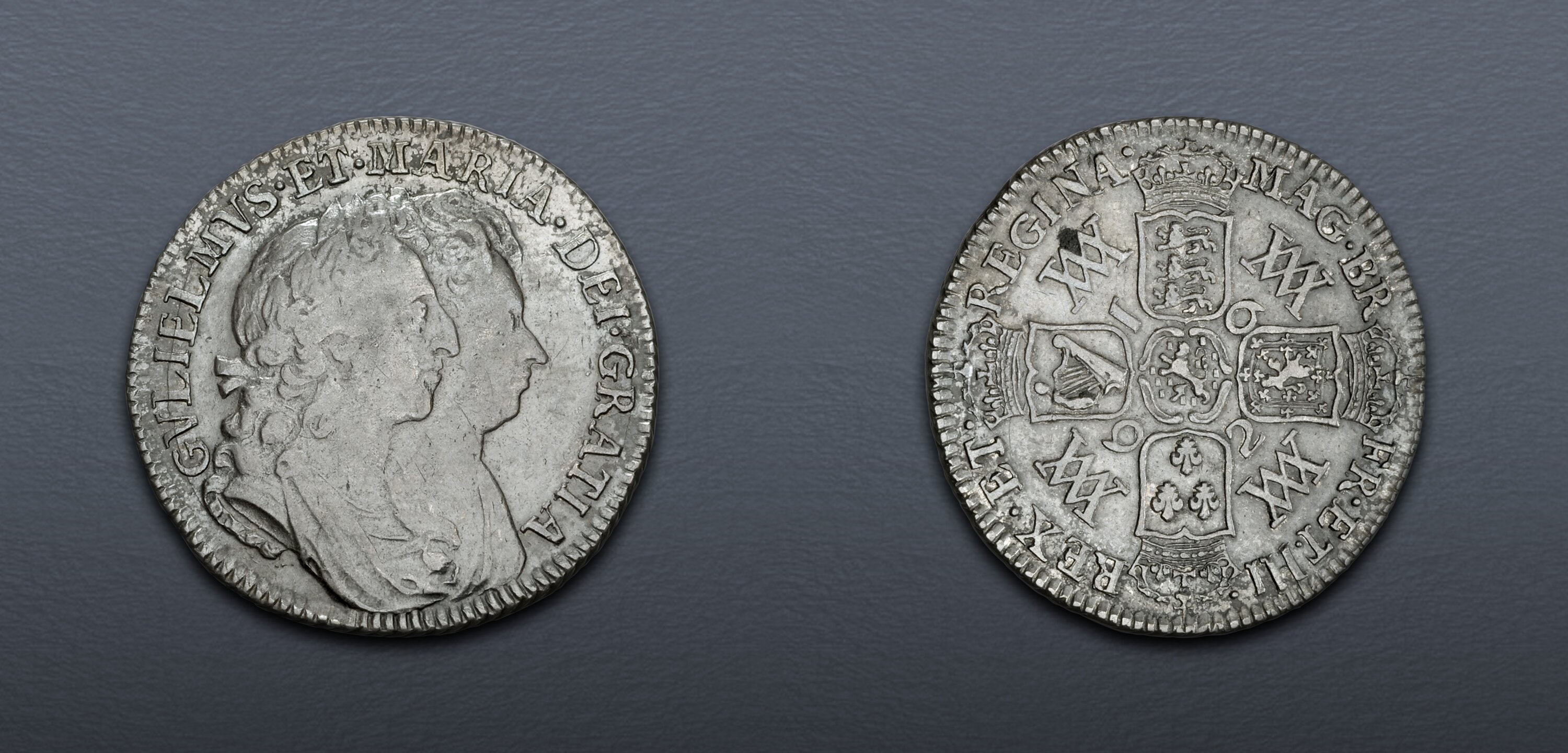 STUART (ORANGE). William III & Mary. 1688-1694. AR Shilling. Dated 1692 ...