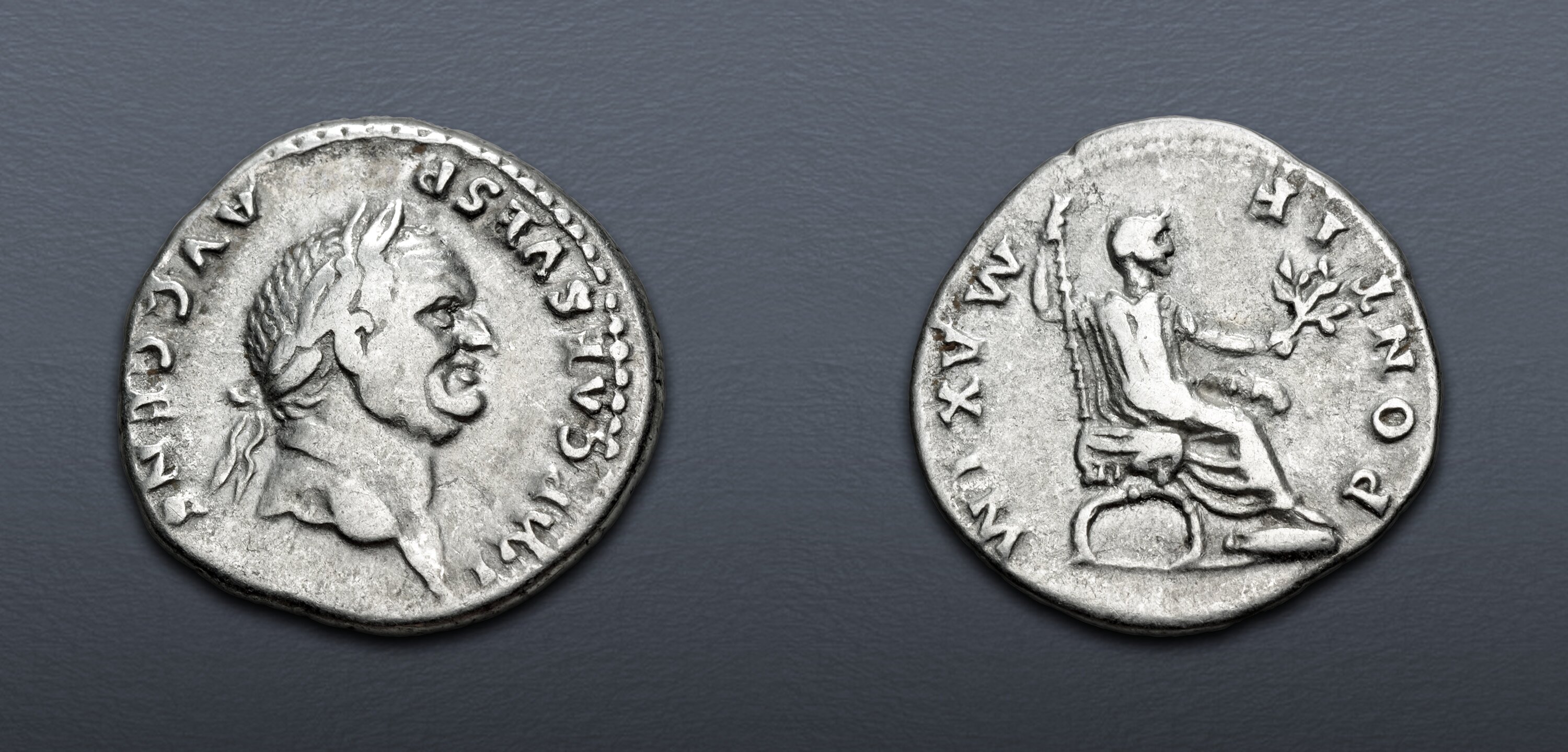 Vespasian. AD 69-79. AR Denarius (18.5mm, 3.23 g, 12h). Rome mint ...