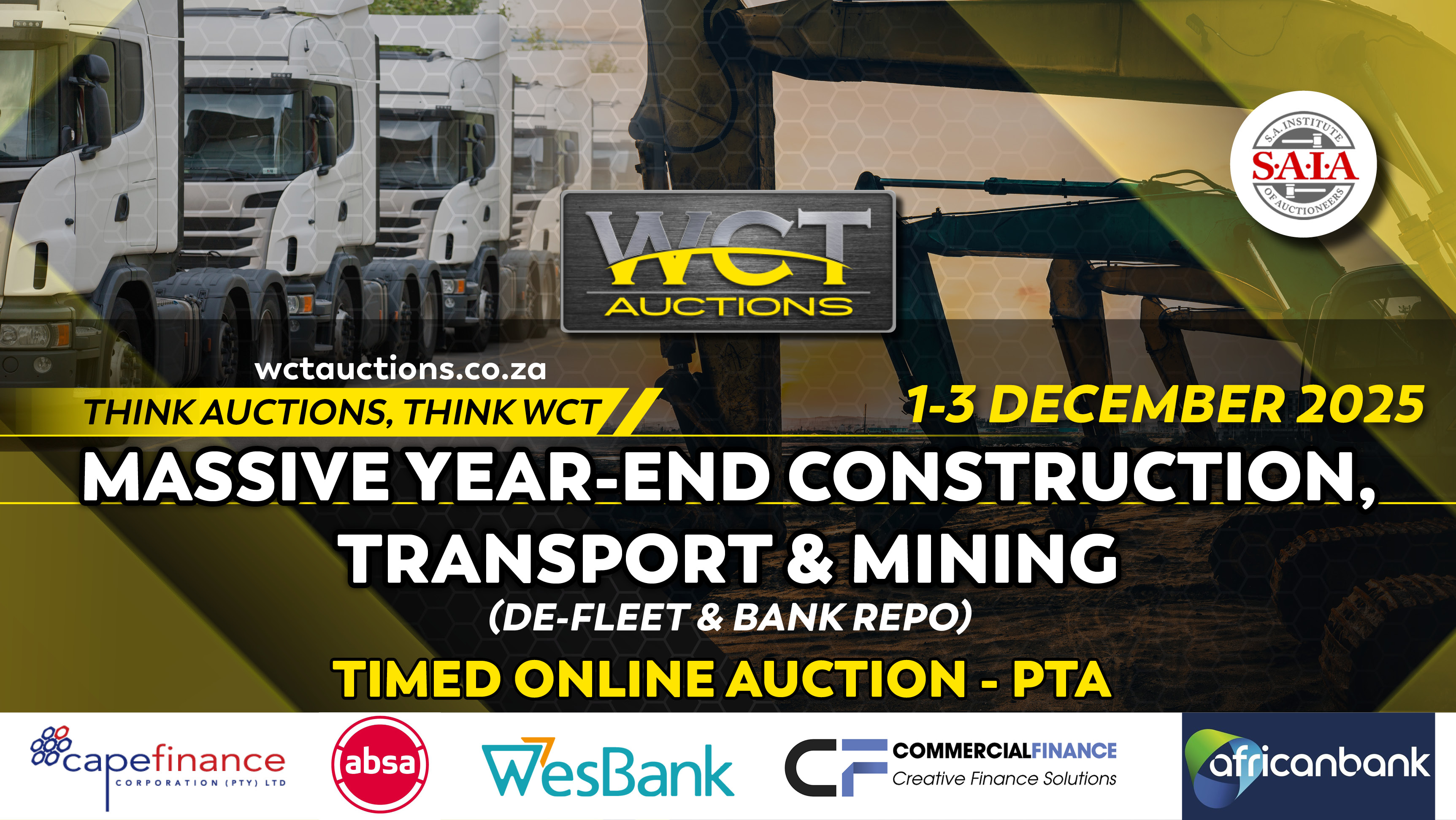 MASSIVE YEAR-END CONSTRUCTION, TRANSPORT & MINING (DE-FLEET) TIMED ONLINE AUCTION: 1-3 DECEMBER ...
