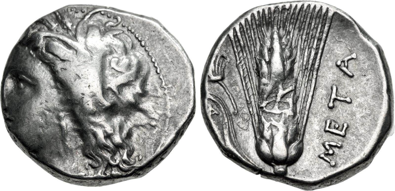 LUCANIA, Metapontion. Circa 330-290 BC. AR Nomos (20mm, 7.87 g, 5h). VF ...