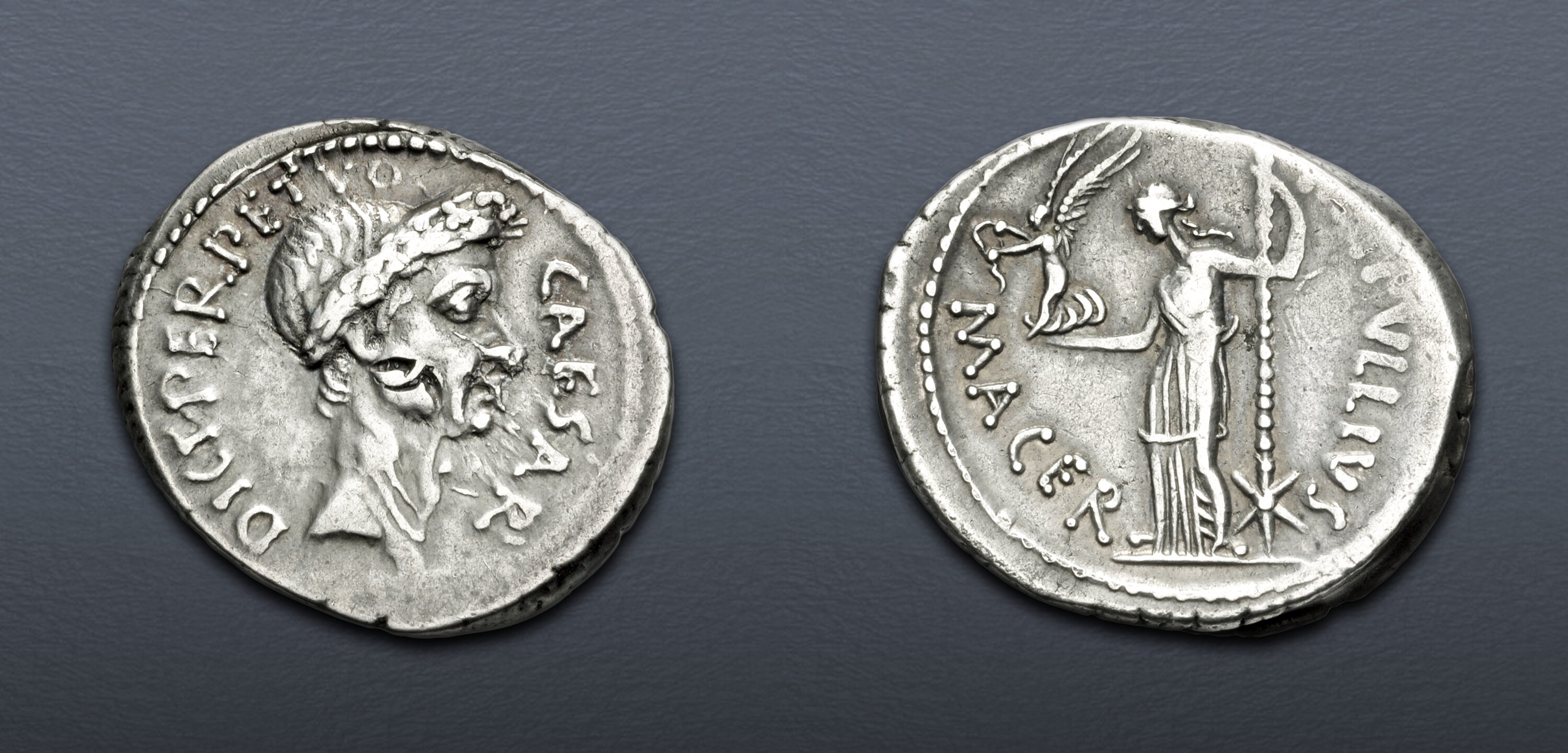 The Caesarians. Julius Caesar. February-March 44 BC. AR Denarius (18 ...