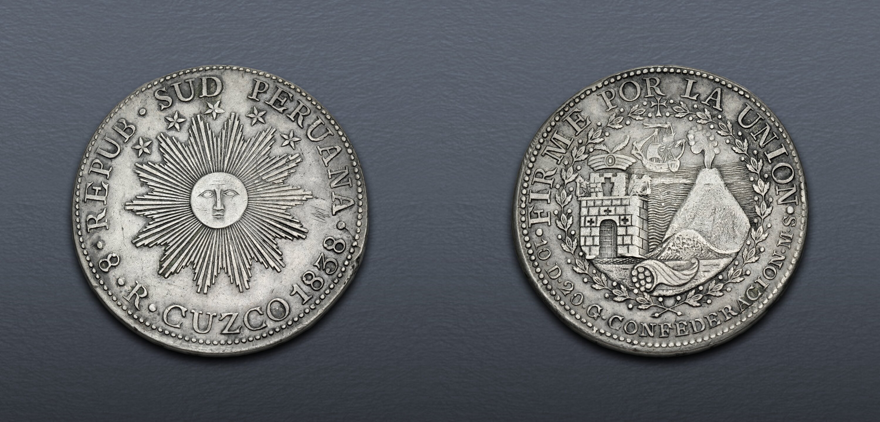 PERU, Peru-Bolivian Confederation. State of South Peru. 1836-1839. AR 8 ...