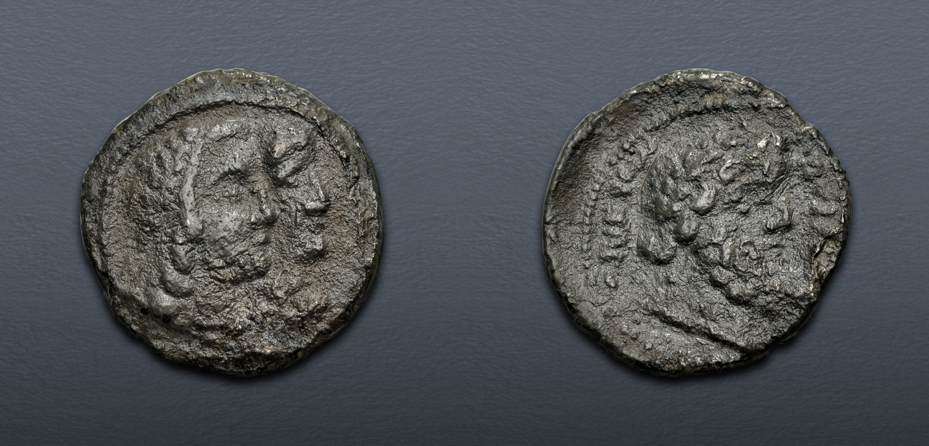 NABATAEA. Obodas II, with Hagaru I. Circa 30-9 BC. AR Sela’ (19.5mm, 4. ...