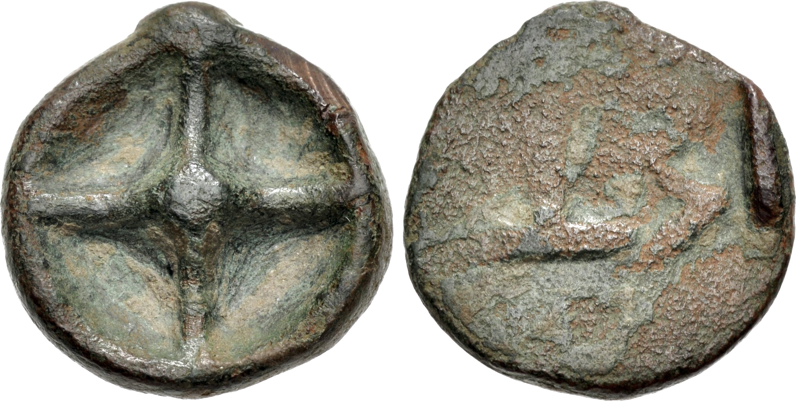 GREEK. Northern Greece. Lot of three (3) early cast bronze ‘wheel ...