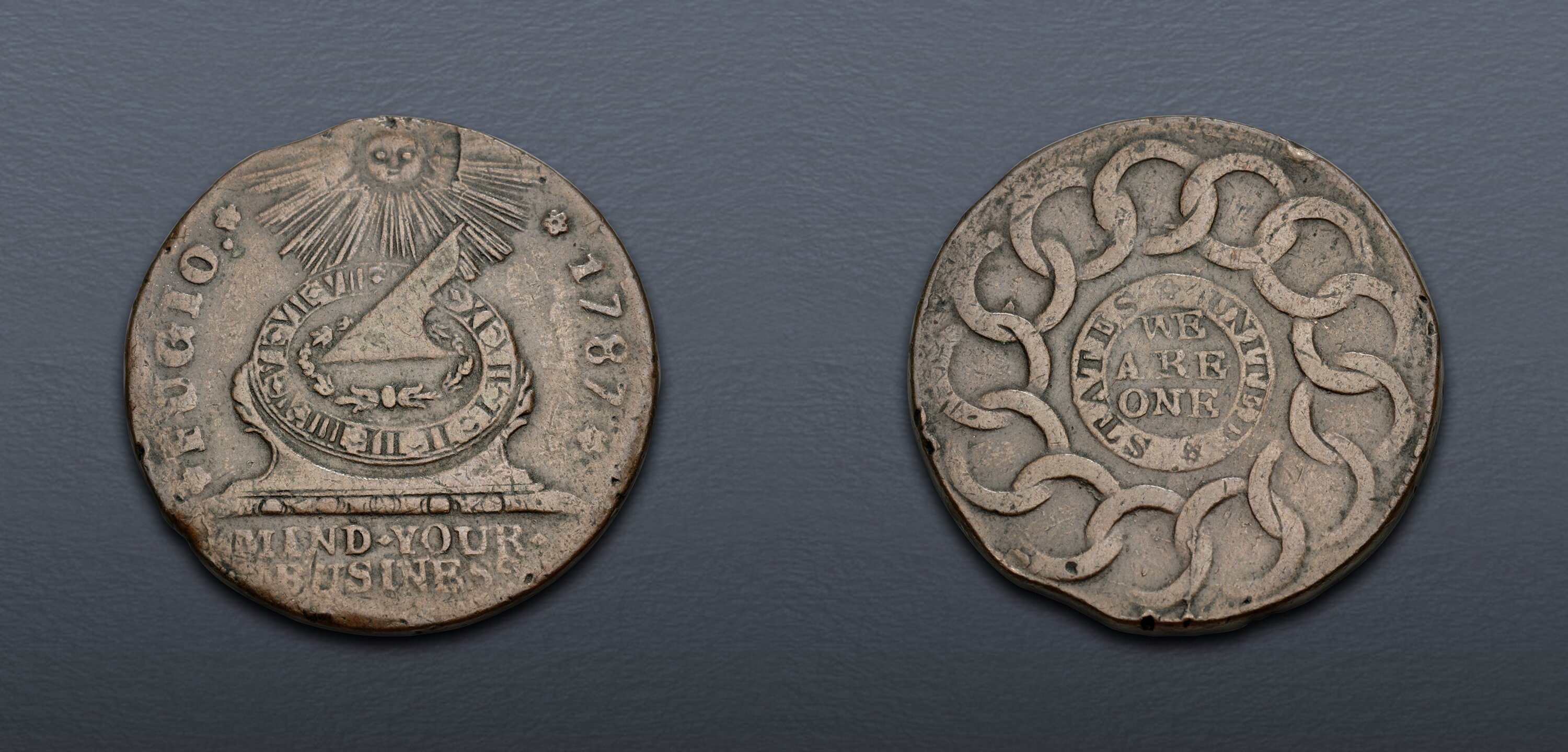 Federal contract coinage. 1787 Fugio Cent. STATES UNITED variety ...