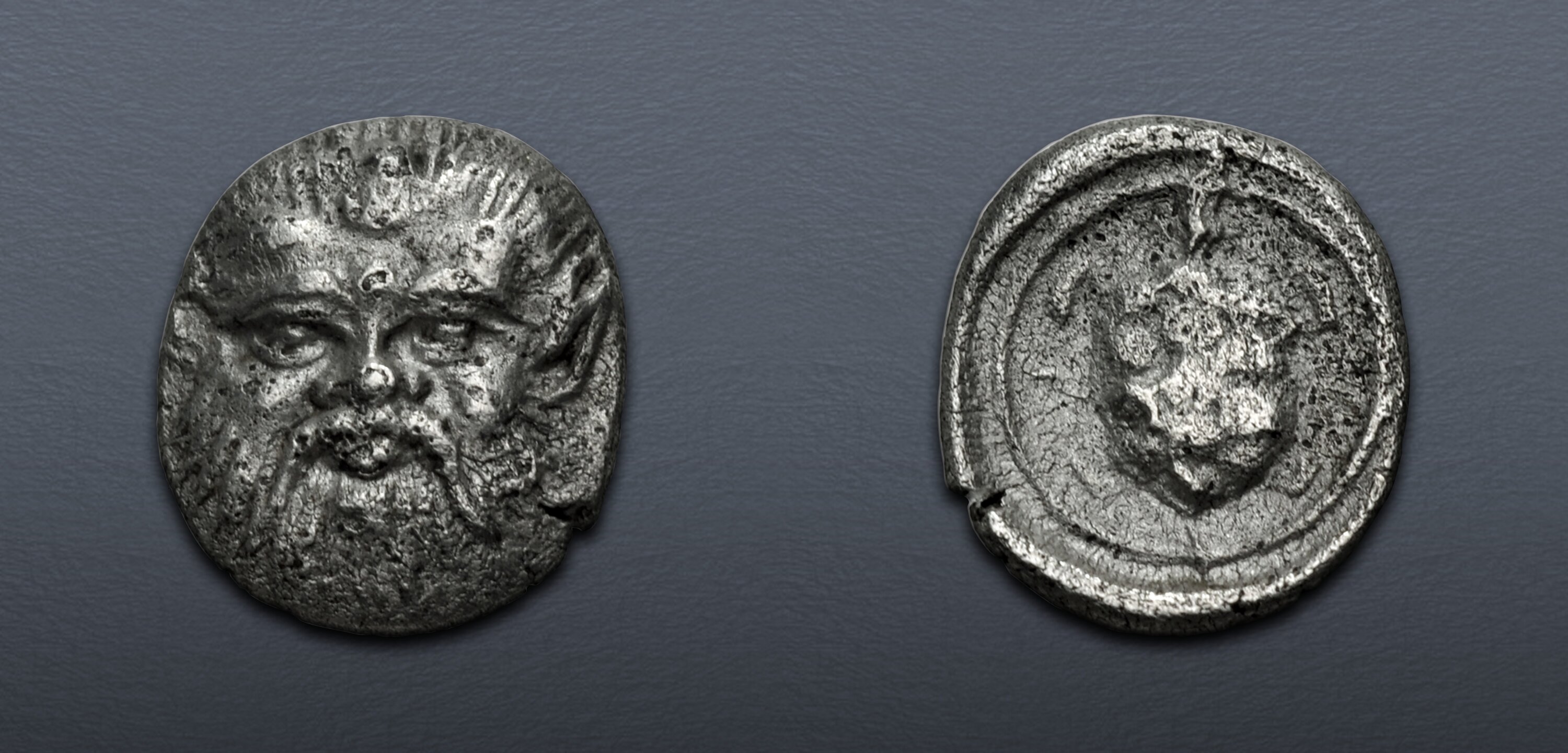 LESBOS, Methymna. Circa 450/40-406/379 BC. AR Obol or Hemiobol (6.5mm ...