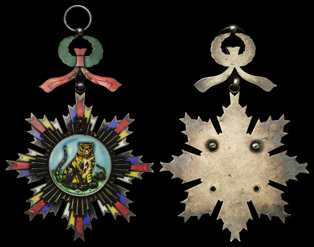 China, Republic, Order of the Striped Tiger, 2nd Class sash Badge (2 ...