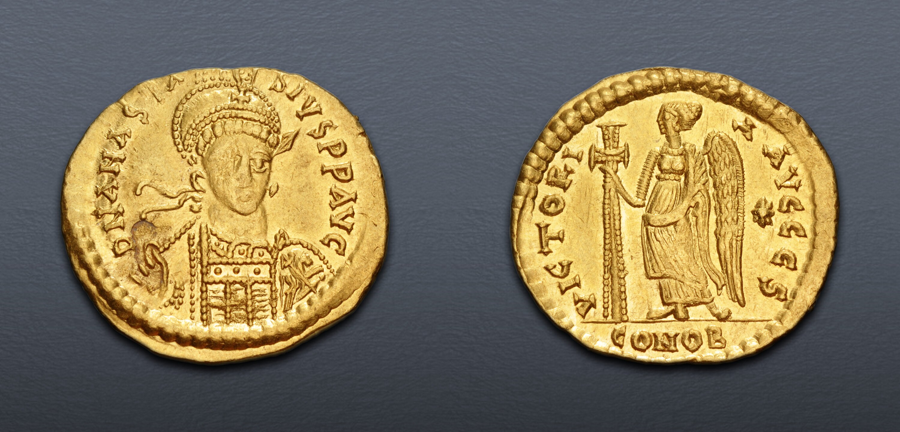 Anastasius I. 491-518. AV Solidus (20.5mm, 4.41 g, 6h). Constantinople ...