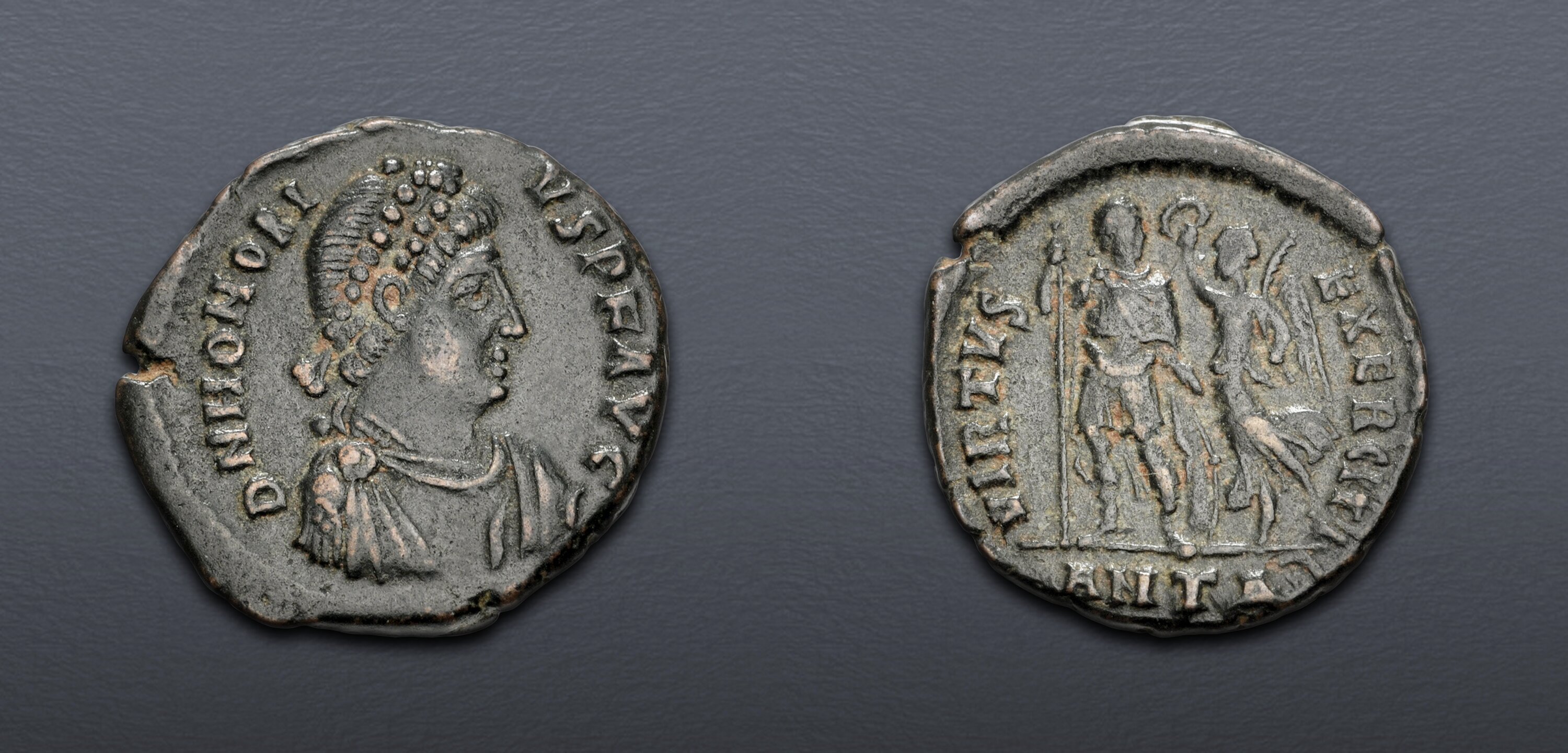 Honorius. AD 393-423. Æ (17.5mm, 2.50 g, 5h). Antioch mint, 4th ...