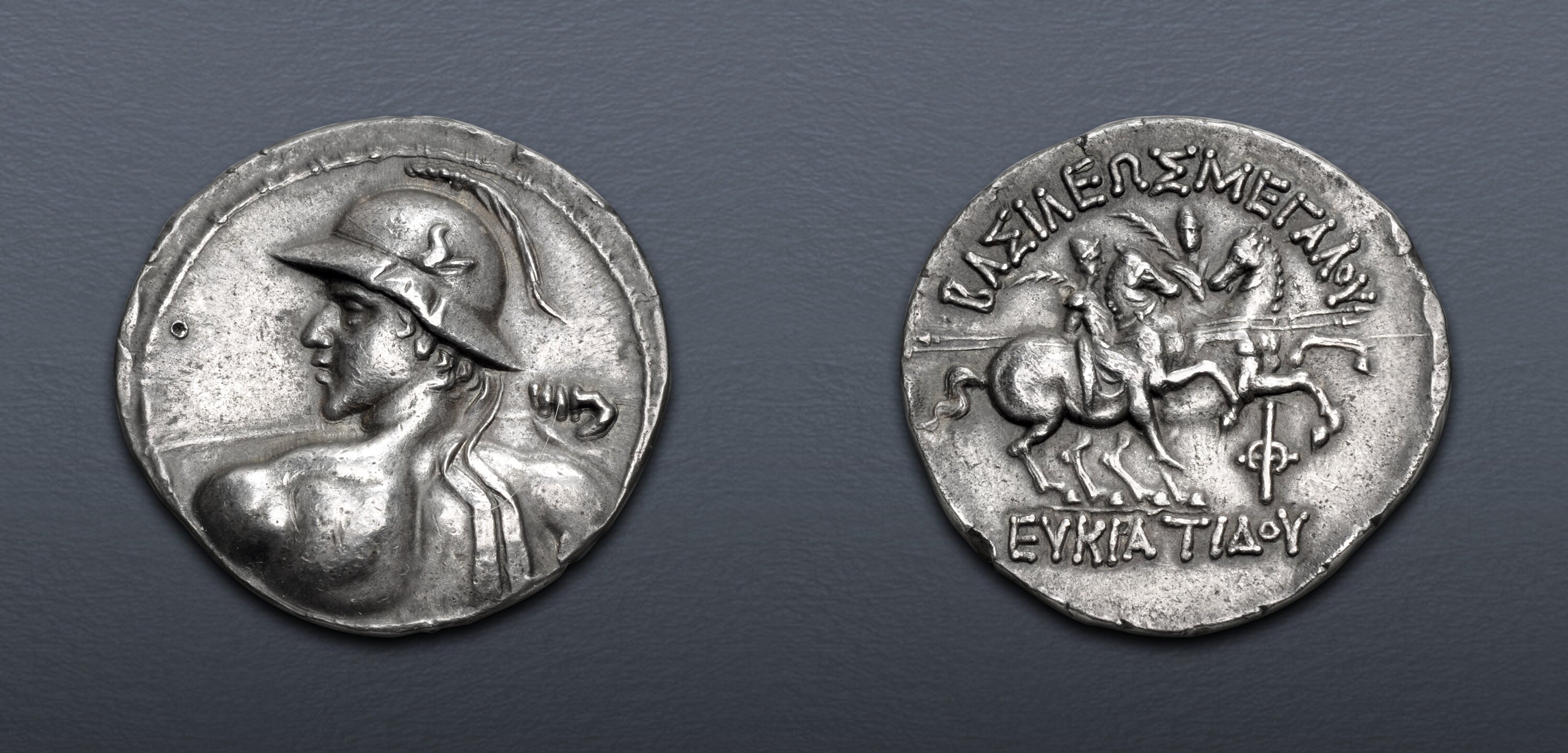 BAKTRIA, Greco-Baktrian Kingdom. Eukratides I Megas. Circa 170-145 BC ...