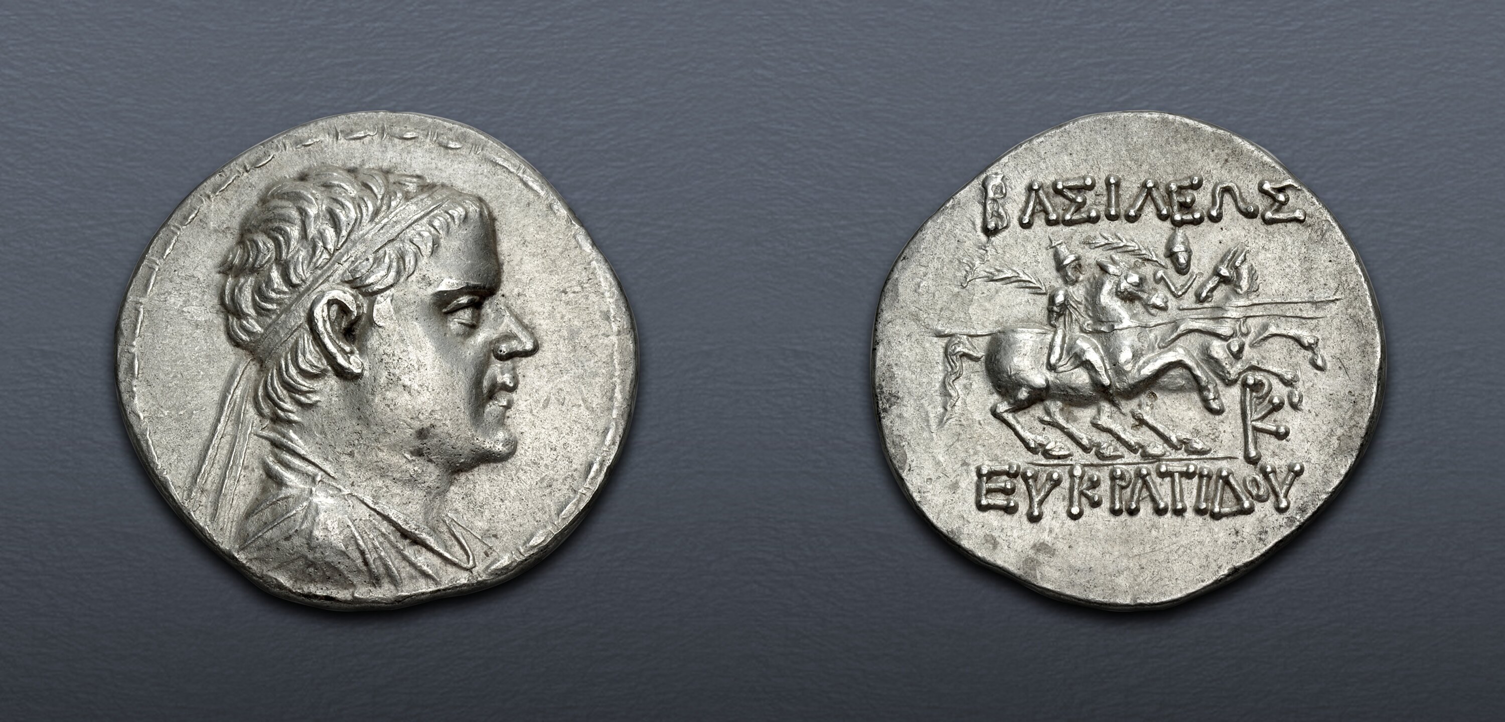 BAKTRIA, Greco-Baktrian Kingdom. Eukratides I Megas. Circa 170-145 BC ...