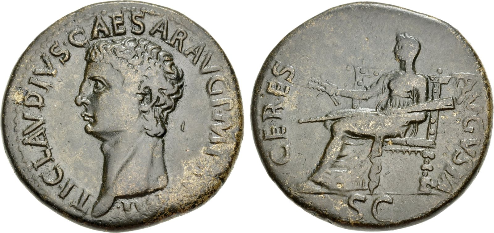 Claudius. AD 41-54. Æ Dupondius (29mm, 14.35 g, 6h). Rome mint. Struck ...