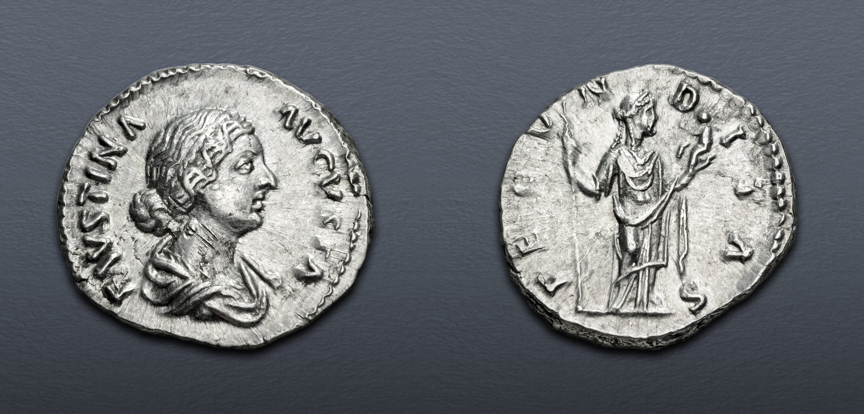 Faustina Junior. Augusta, AD 147-175. AR Denarius (18.5mm, 3.43 g, 12h ...