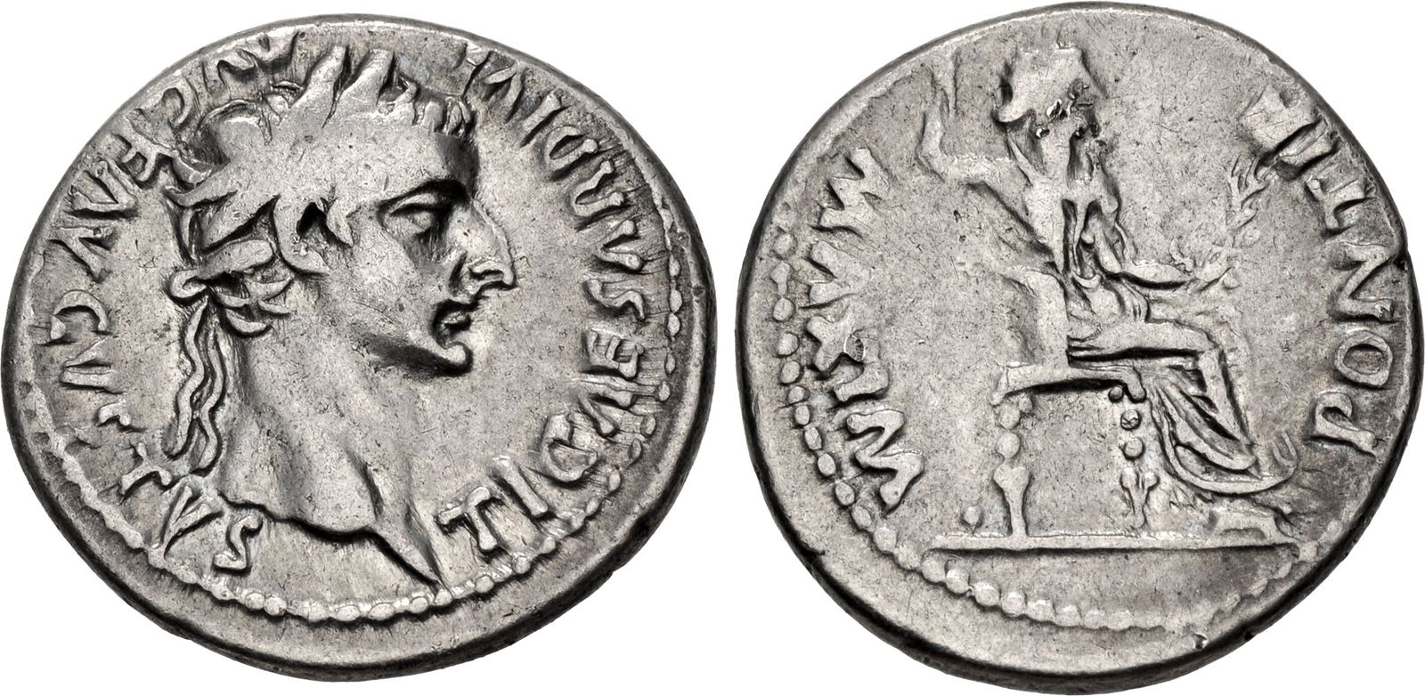 Tiberius. AD 14-37. AR Denarius (19mm, 3.77 g, 2h). “Tribute Penny ...
