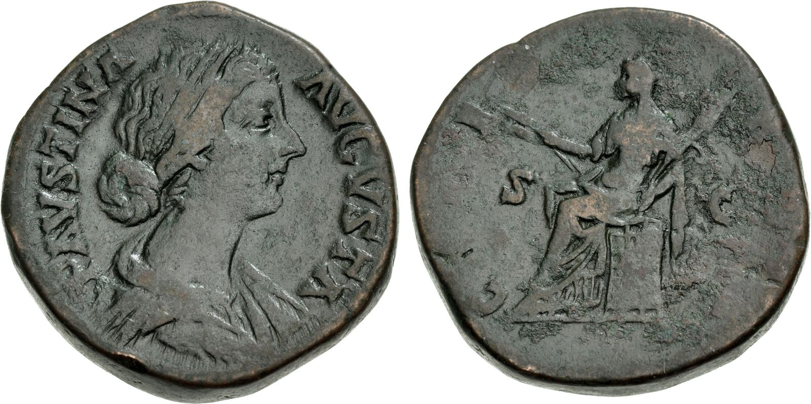 Faustina Junior. Augusta, AD 147-175. Æ Sestertius (29.5mm, 27.86 g ...