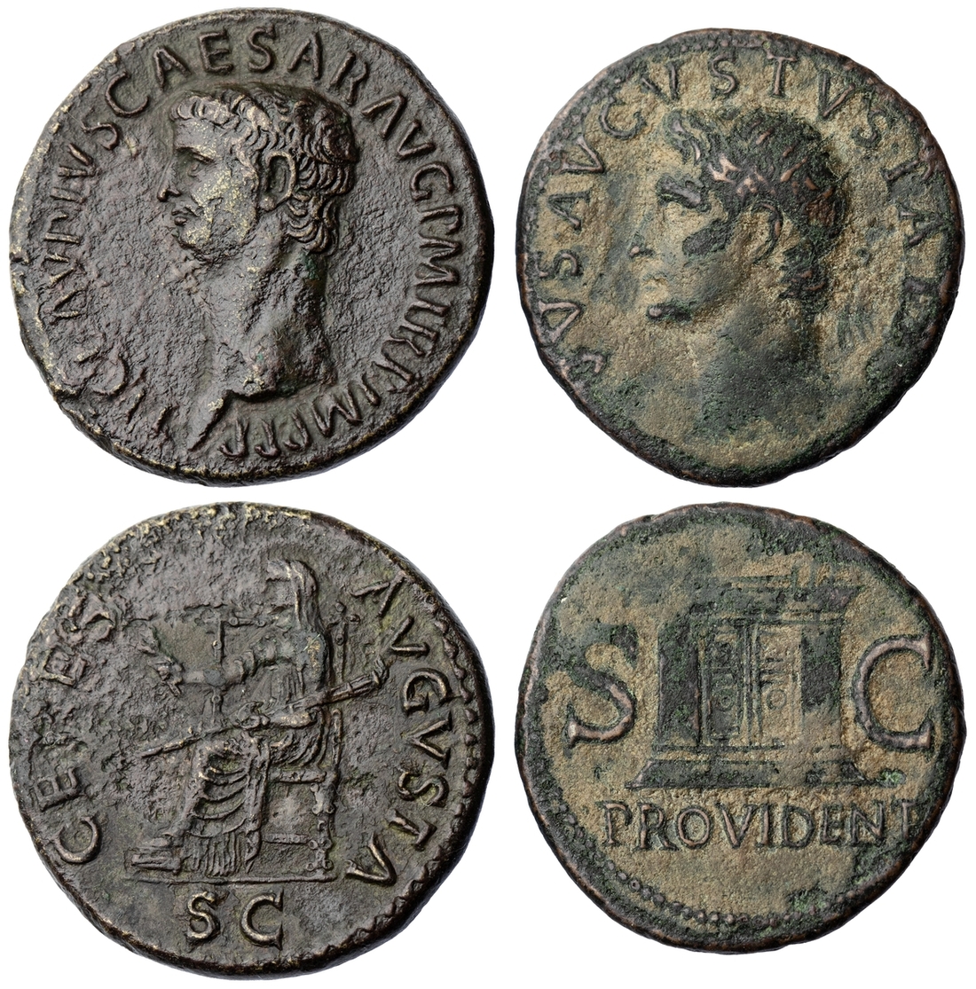 Roman Empire, a Pair of Early Imperial Bronze Issues (2): i) Tiberius ...