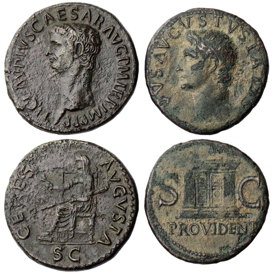 Roman Empire, a Pair of Early Imperial Bronze Issues (2): i) Tiberius ...
