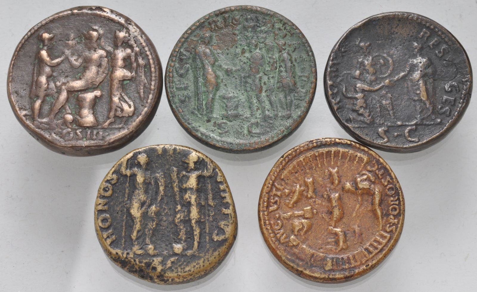 REPRODUCTIONS. Lot of five (5) Paduan and related cast Sestertii ...