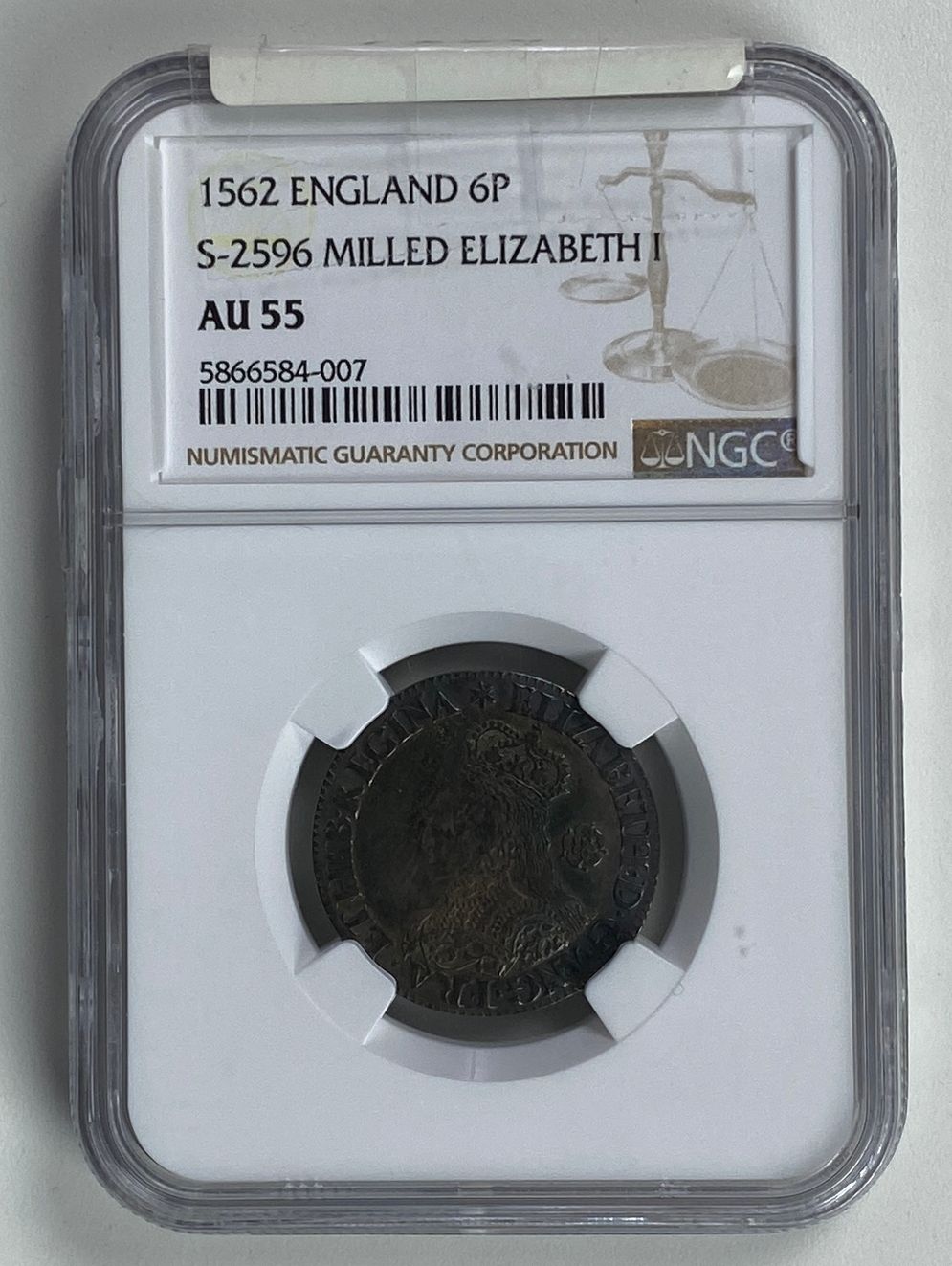 TUDOR. Elizabeth I. 1558-1603. AR Sixpence (24mm, 7h). Milled coinage ...